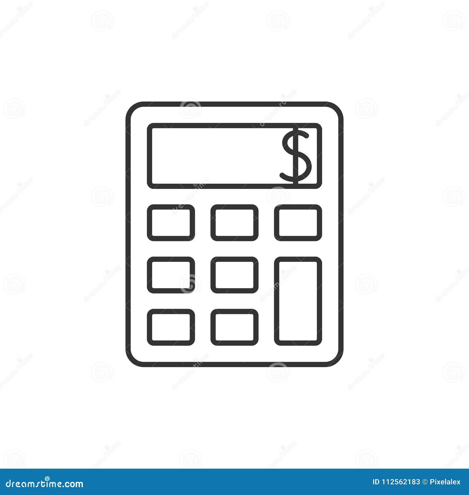 Calculator outline icon stock vector. Illustration of financial - 112562183