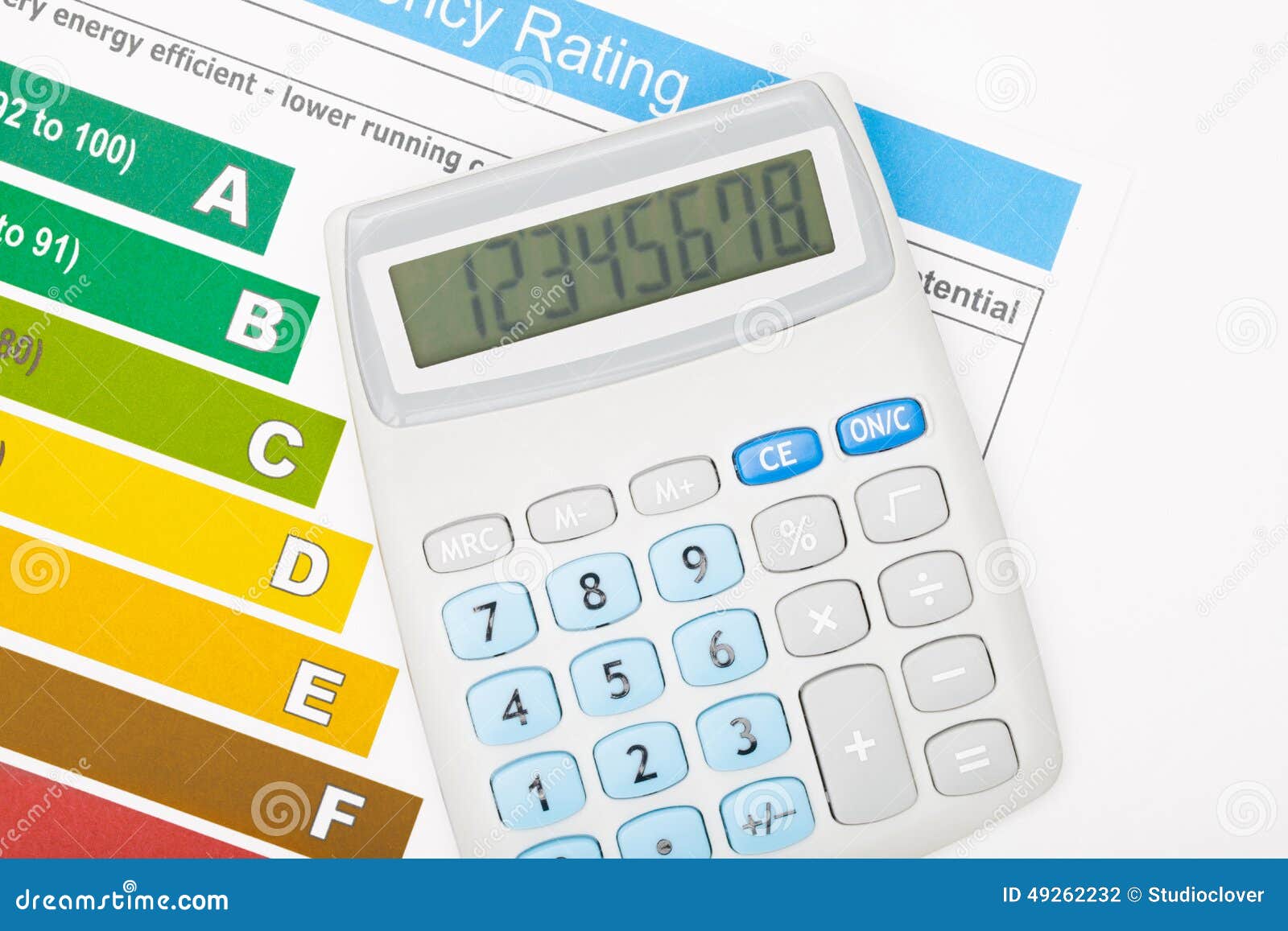 Calculator Over Energy Efficiency Chart Stock Photo - Image of ...