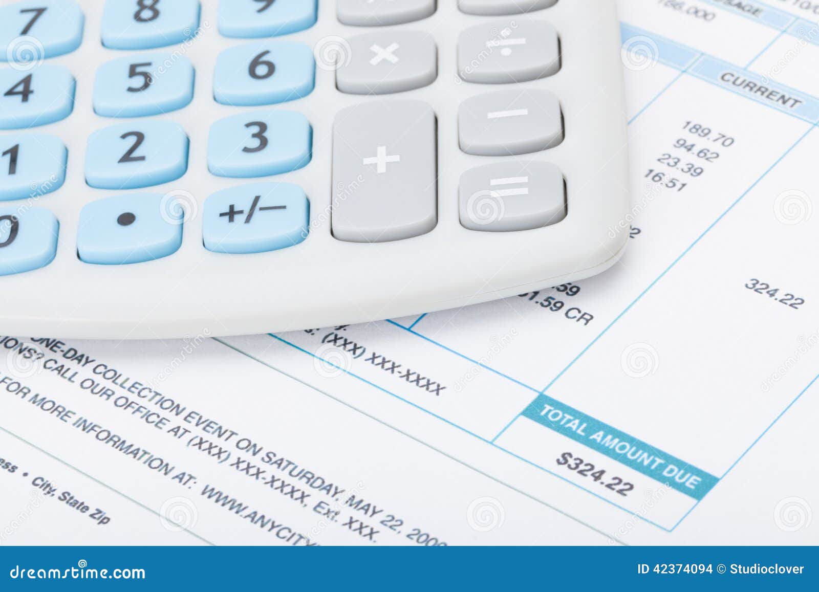 Calculator Over Utility Bill Stock Photo - Image of cable, bookkeeping ...