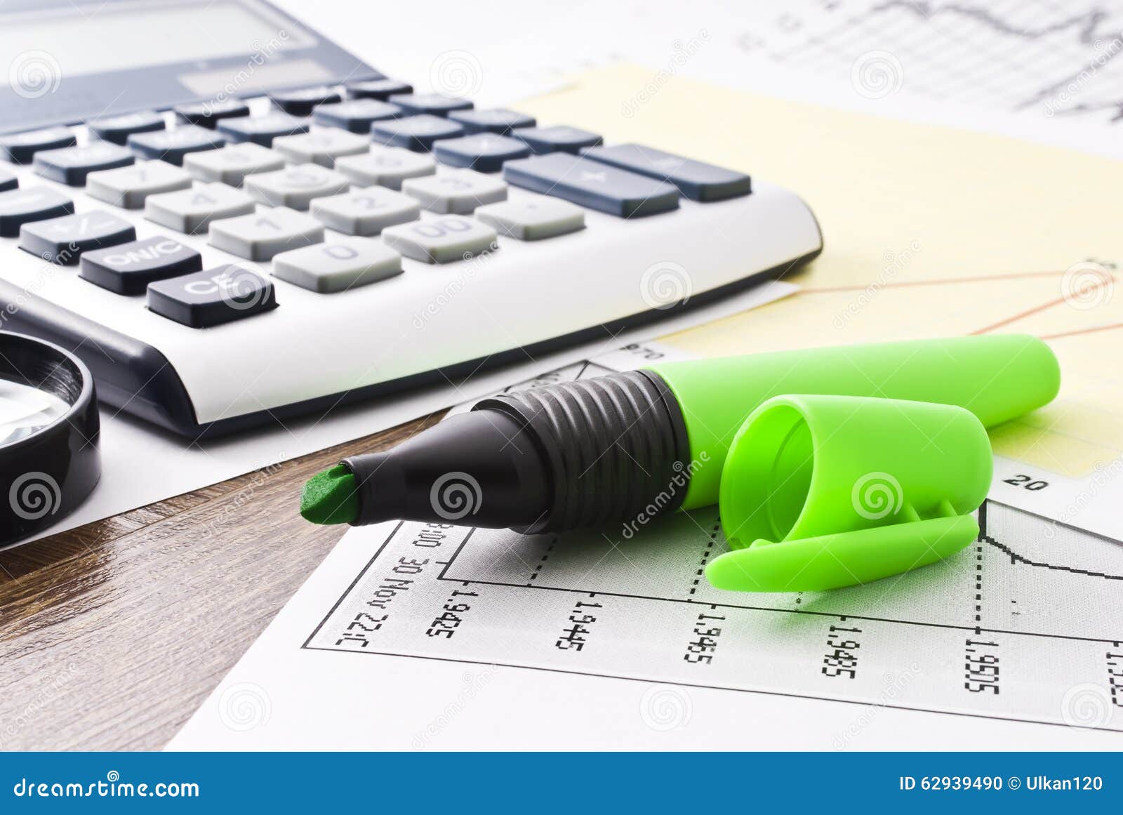 Calculator on Paper Table with Diagram Stock Photo - Image of black ...