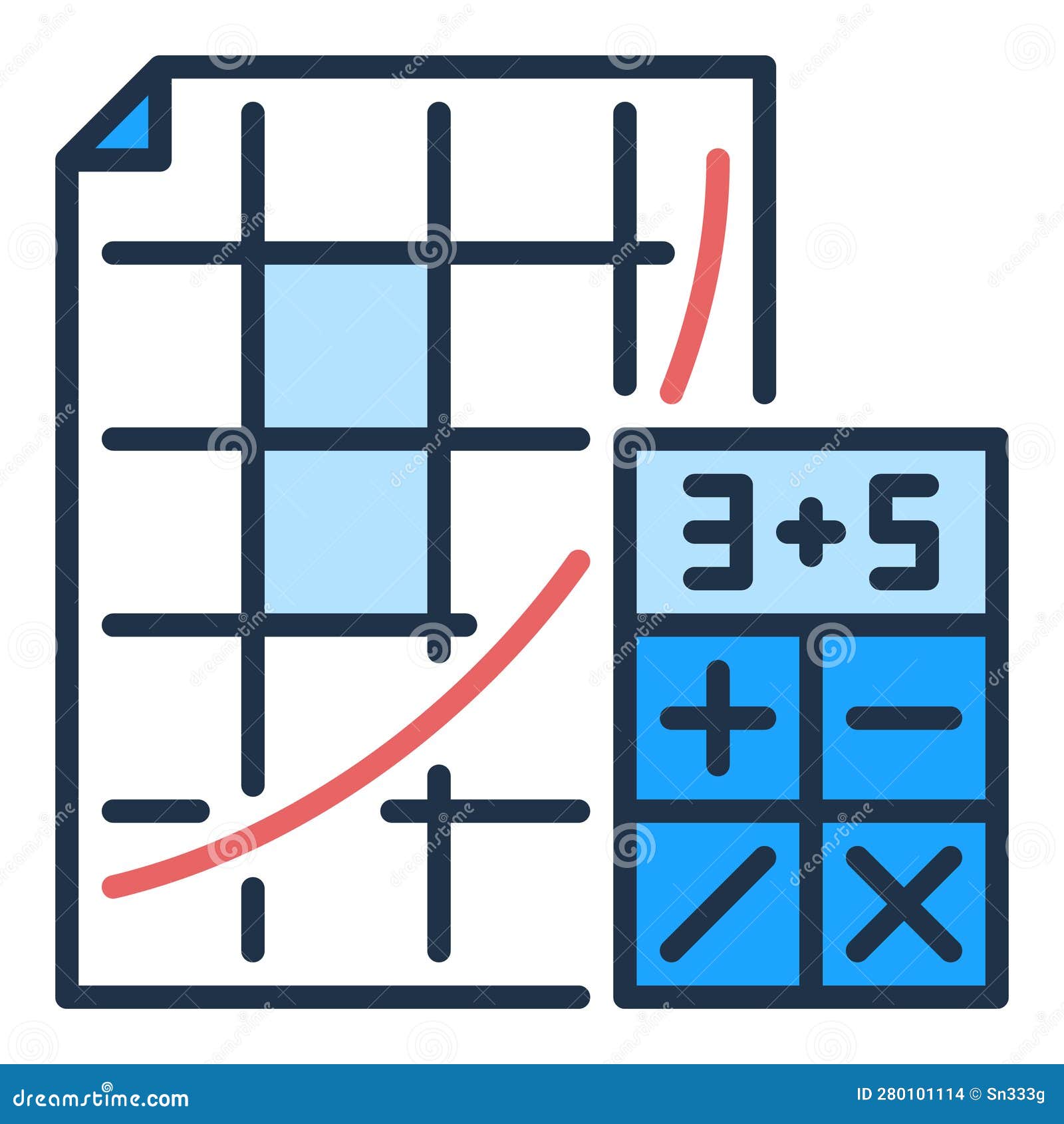 Calculator and Paper Vector Mathematics Concept Colored Icon Stock ...