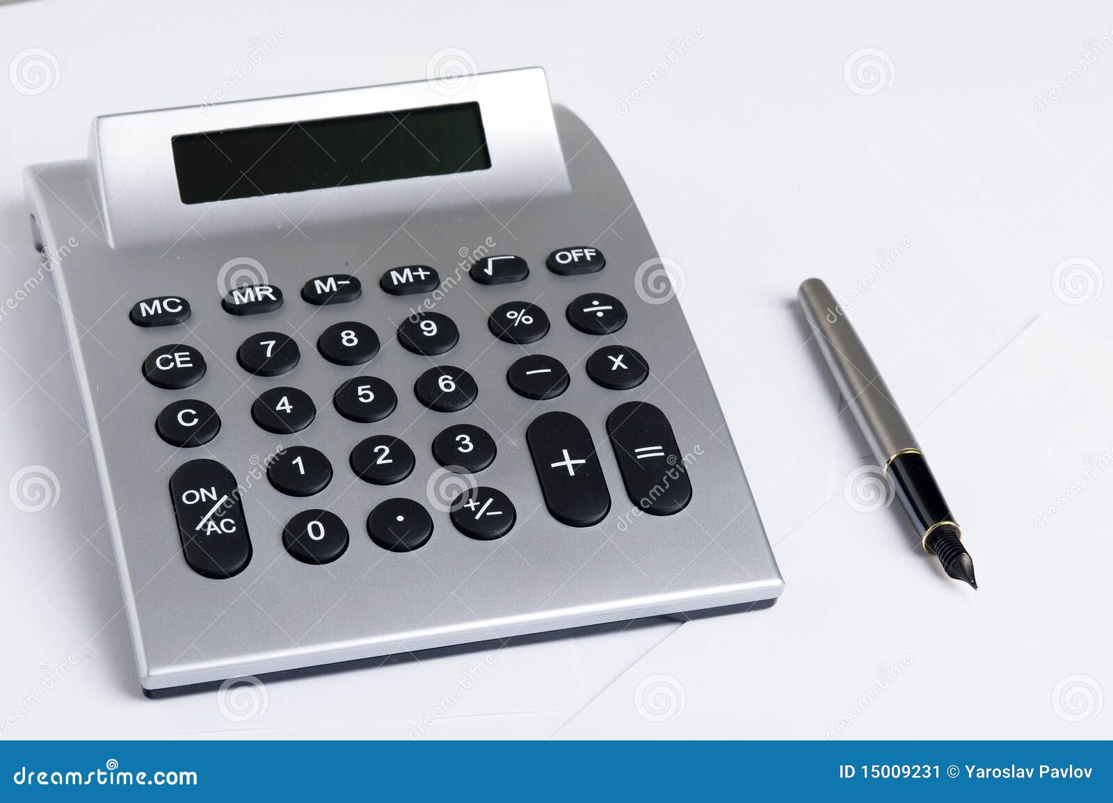 Calculator with pen stock image. Image of mathematics - 15009231