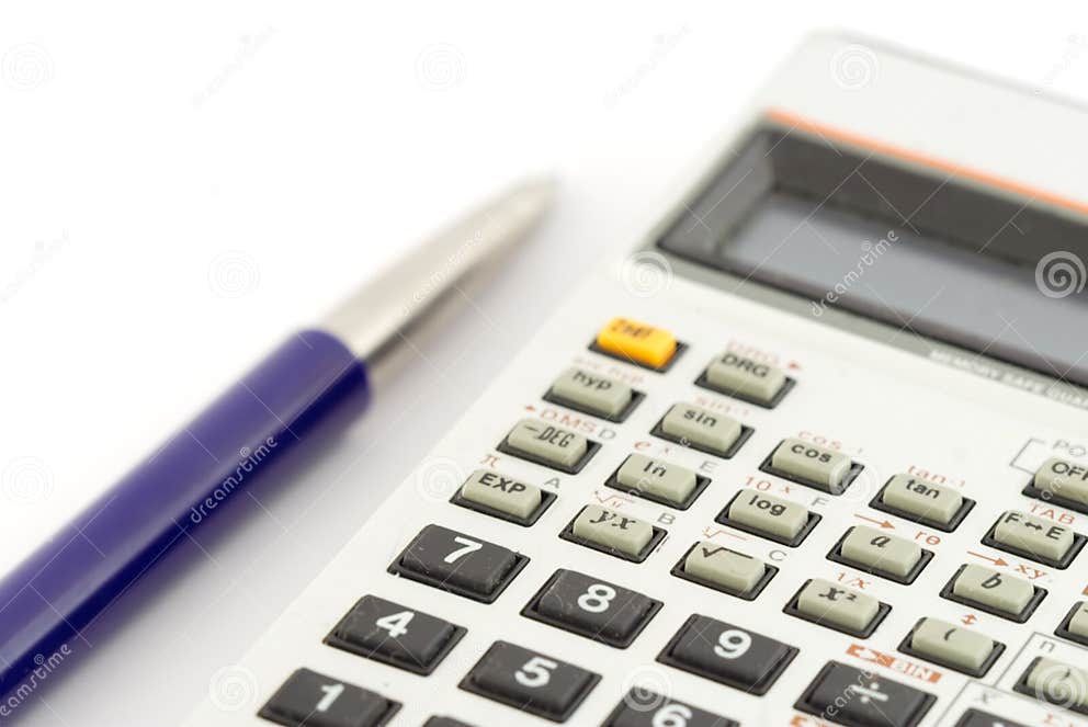 Calculator and a pen stock photo. Image of isolation, investment - 1580226