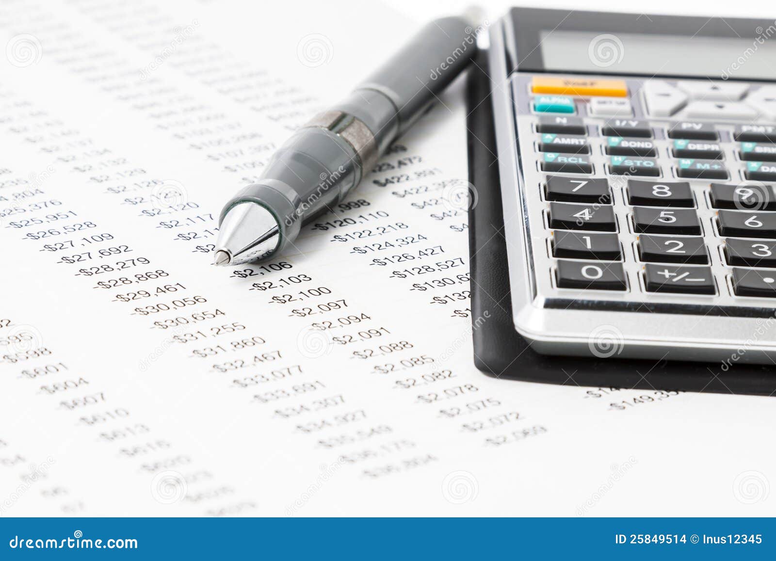 Calculator and Pen stock photo. Image of business, data - 25849514