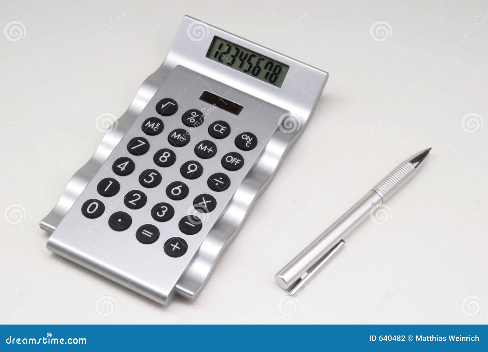 Calculator with pen. stock photo. Image of powered, hand - 640482