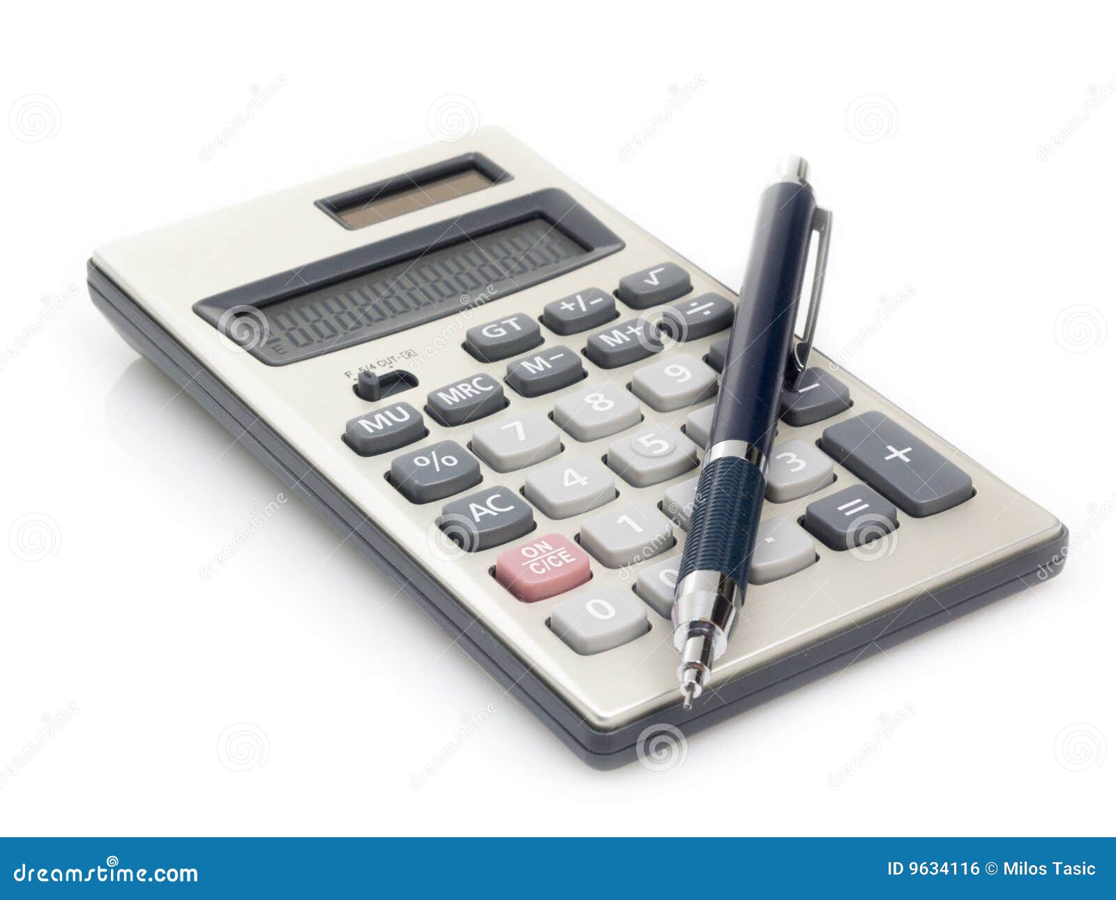 Calculator and pen stock photo. Image of background, business - 9634116