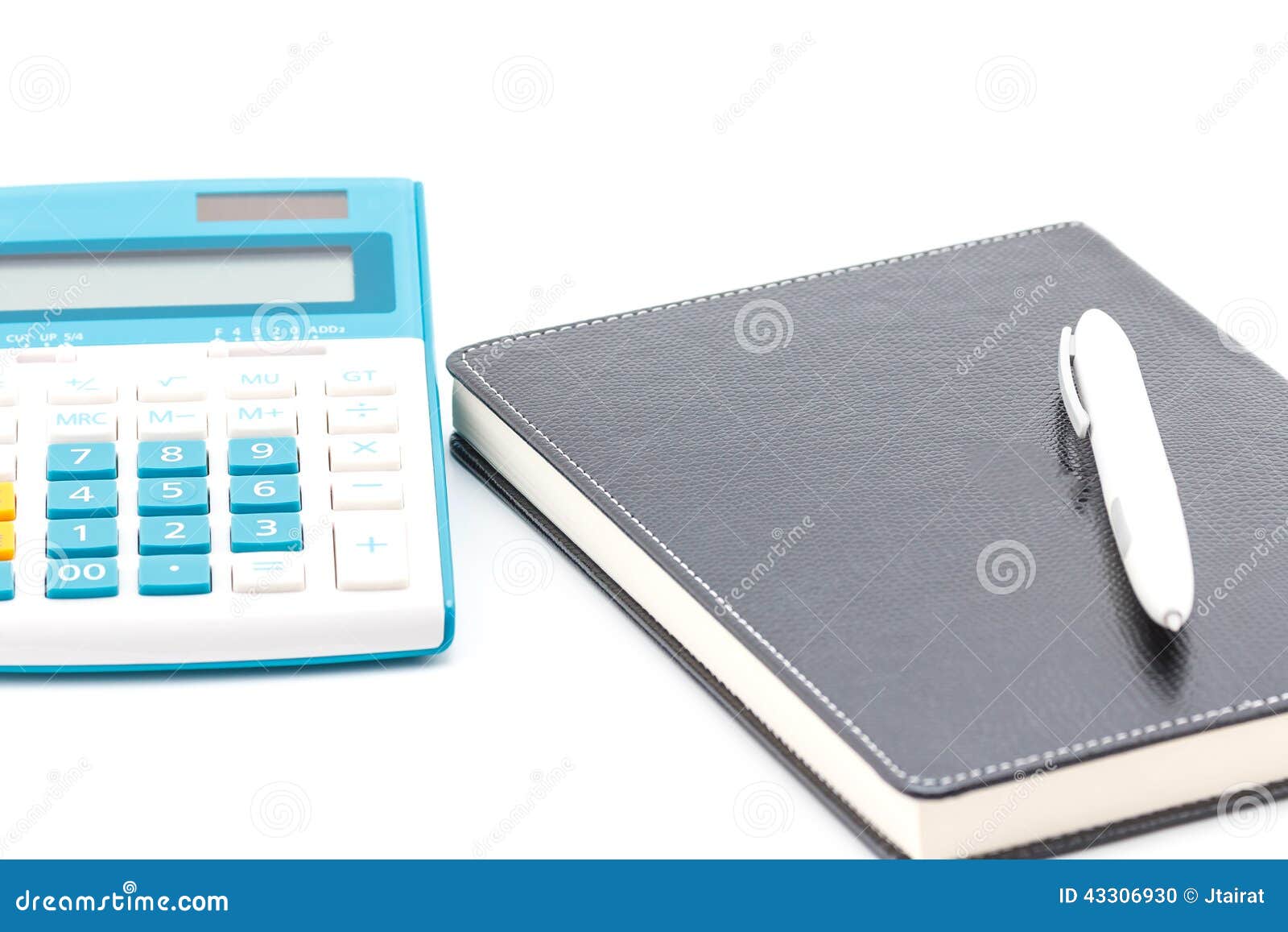 Calculator, Pen and Black Notebook. Stock Photo - Image of page, button ...