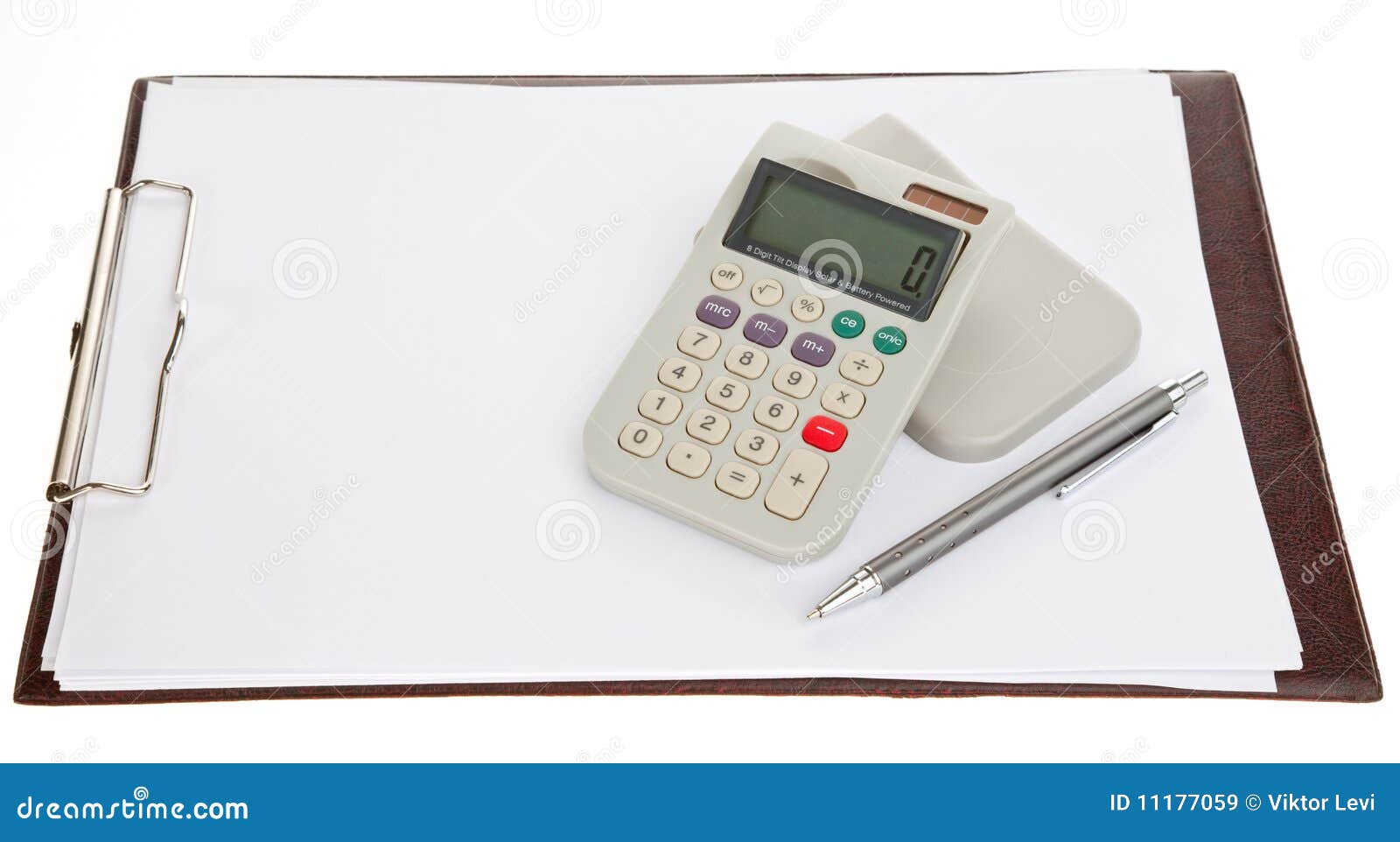 Calculator Pen and a Blank Sheet Stock Image - Image of clip ...