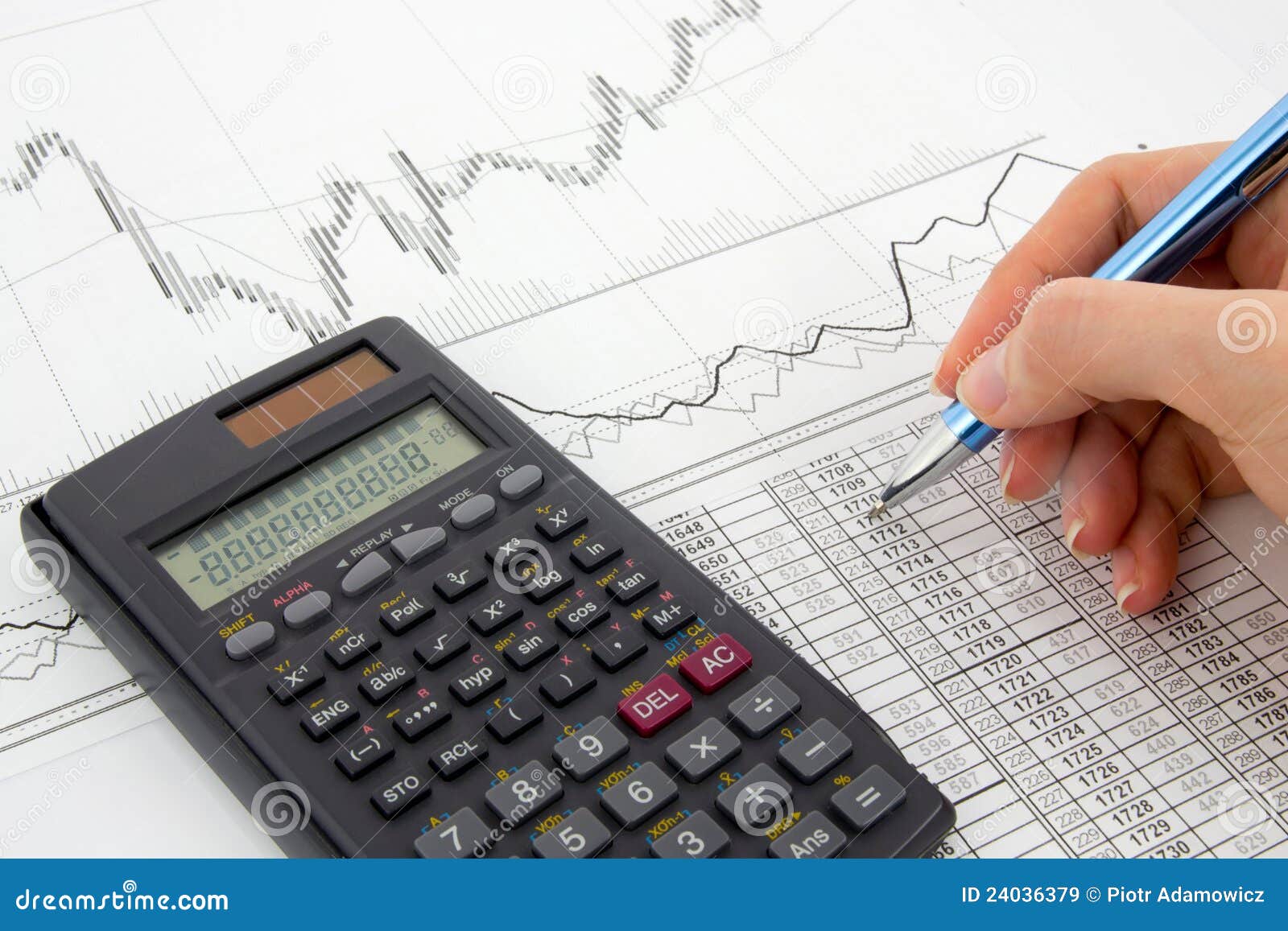 Calculator and Pen on a Business Background Stock Image - Image of loss ...