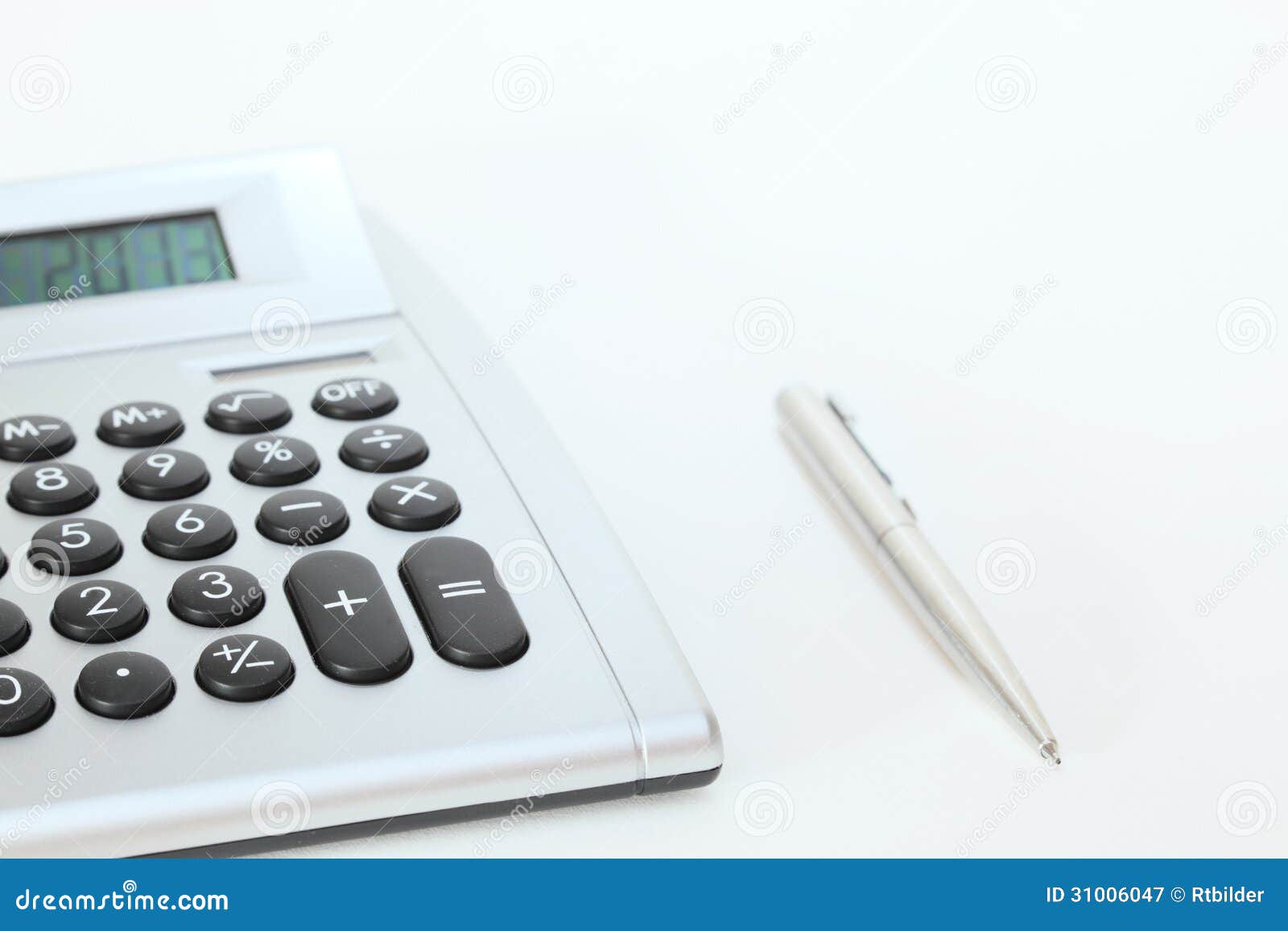 Calculator and pen on desk stock image. Image of analysis - 31006047