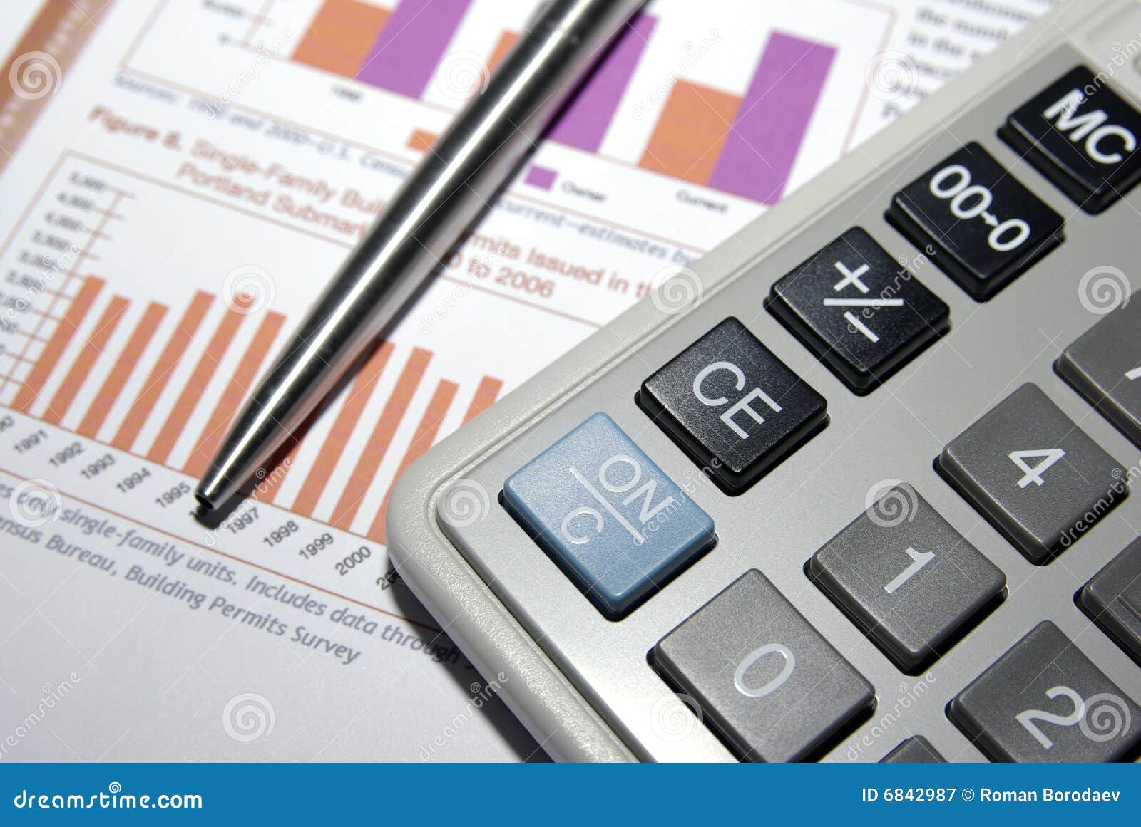 Calculator, Pen and Financial Report. Stock Image - Image of data ...