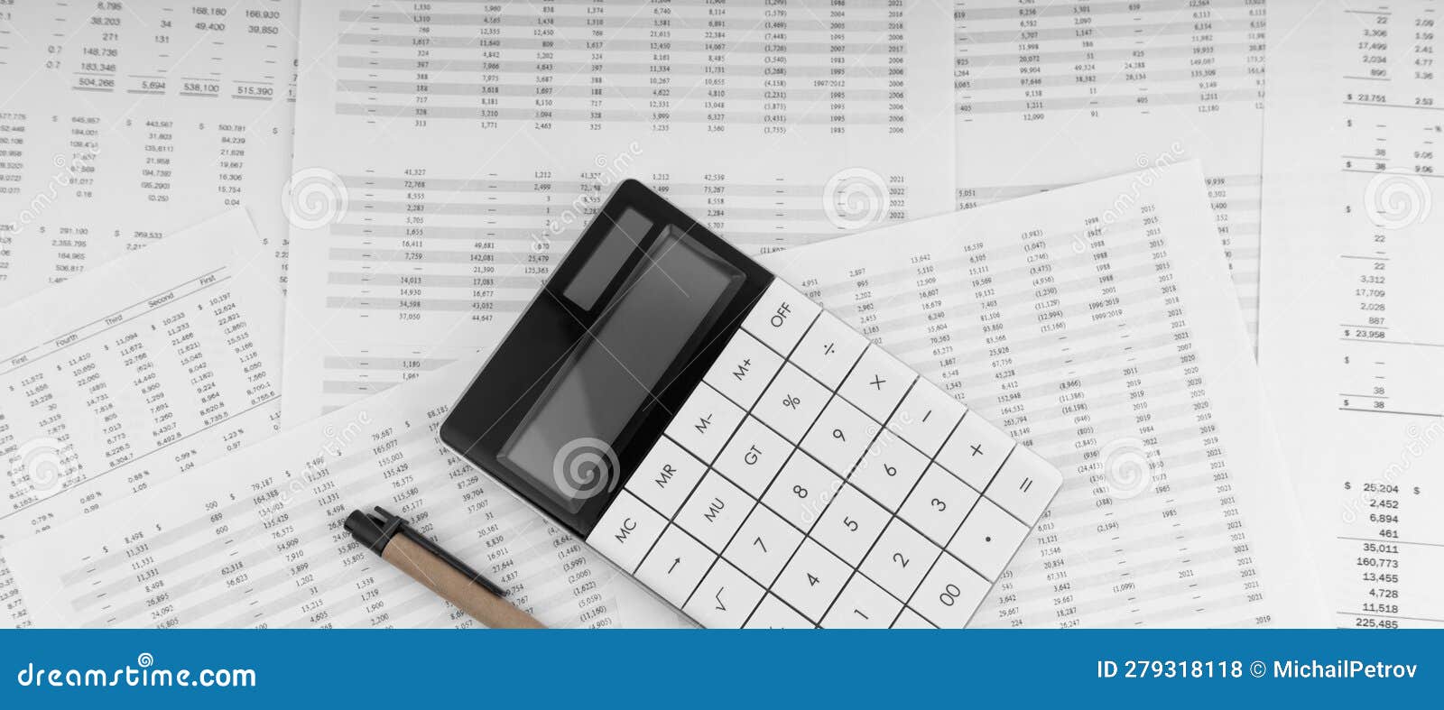 Calculator with Pen on Financial Statement Stock Photo - Image of ...