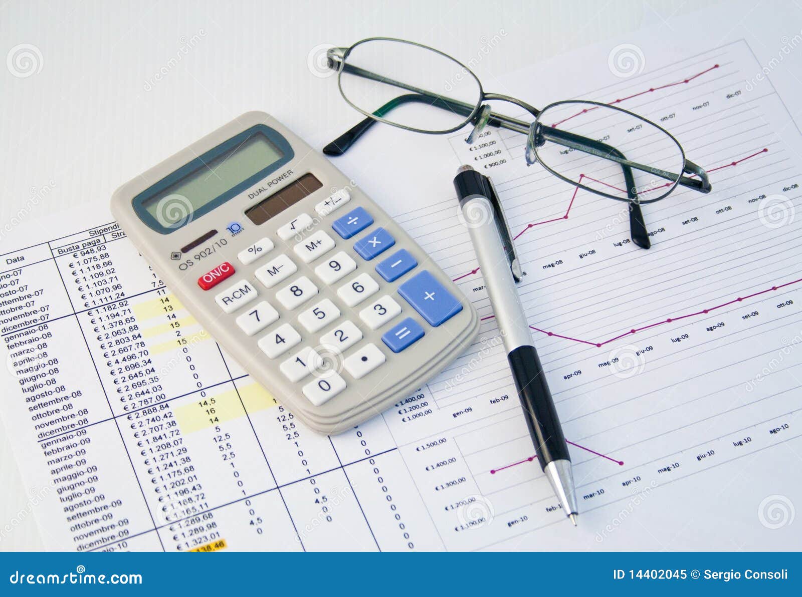 Calculator, Pen and Graph 1 Stock Image - Image of bookkeeping, digit ...
