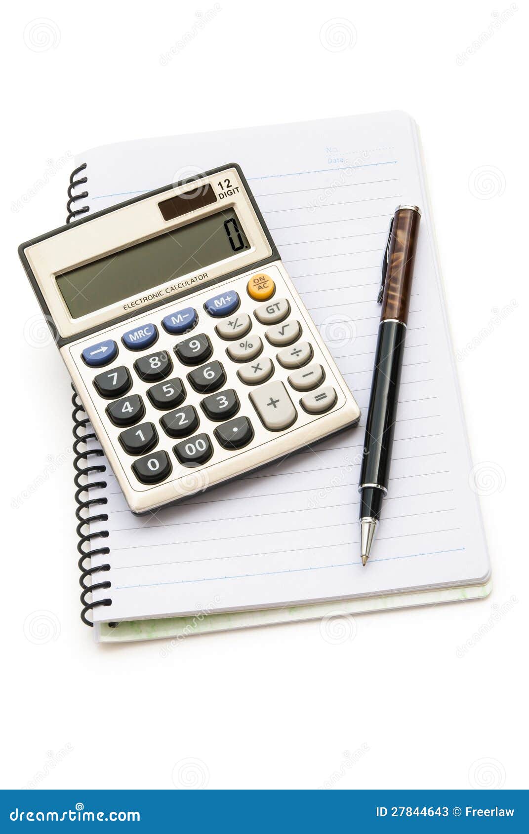 Calculator and Pen on Note Book Stock Image - Image of button ...