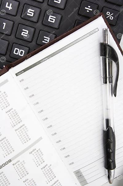 Calculator, Pen and Notebook Stock Image - Image of business, blank ...