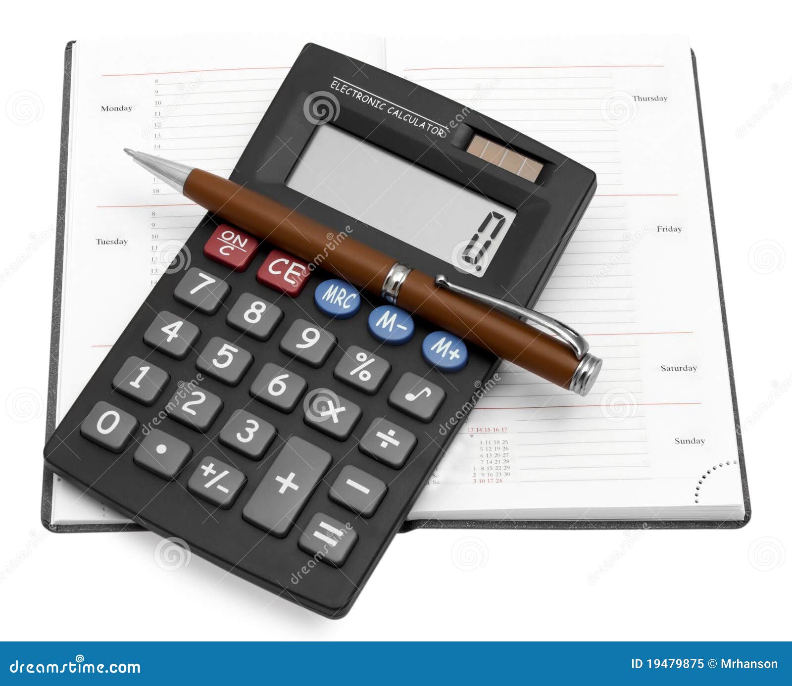 Calculator with a Pen in a Notebook Stock Image - Image of technology ...