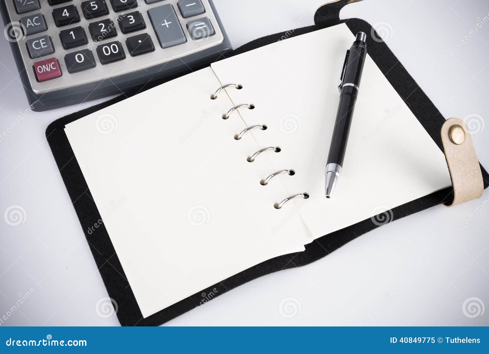 Calculator and Pen on Notebook Stock Image - Image of lined, organizer ...