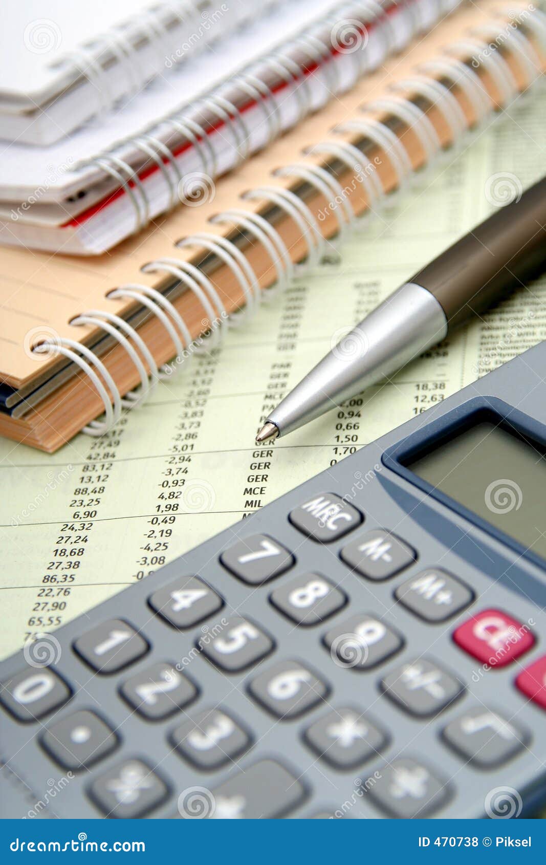 Calculator, Pen and Notebooks Stock Photo - Image of newspapers ...