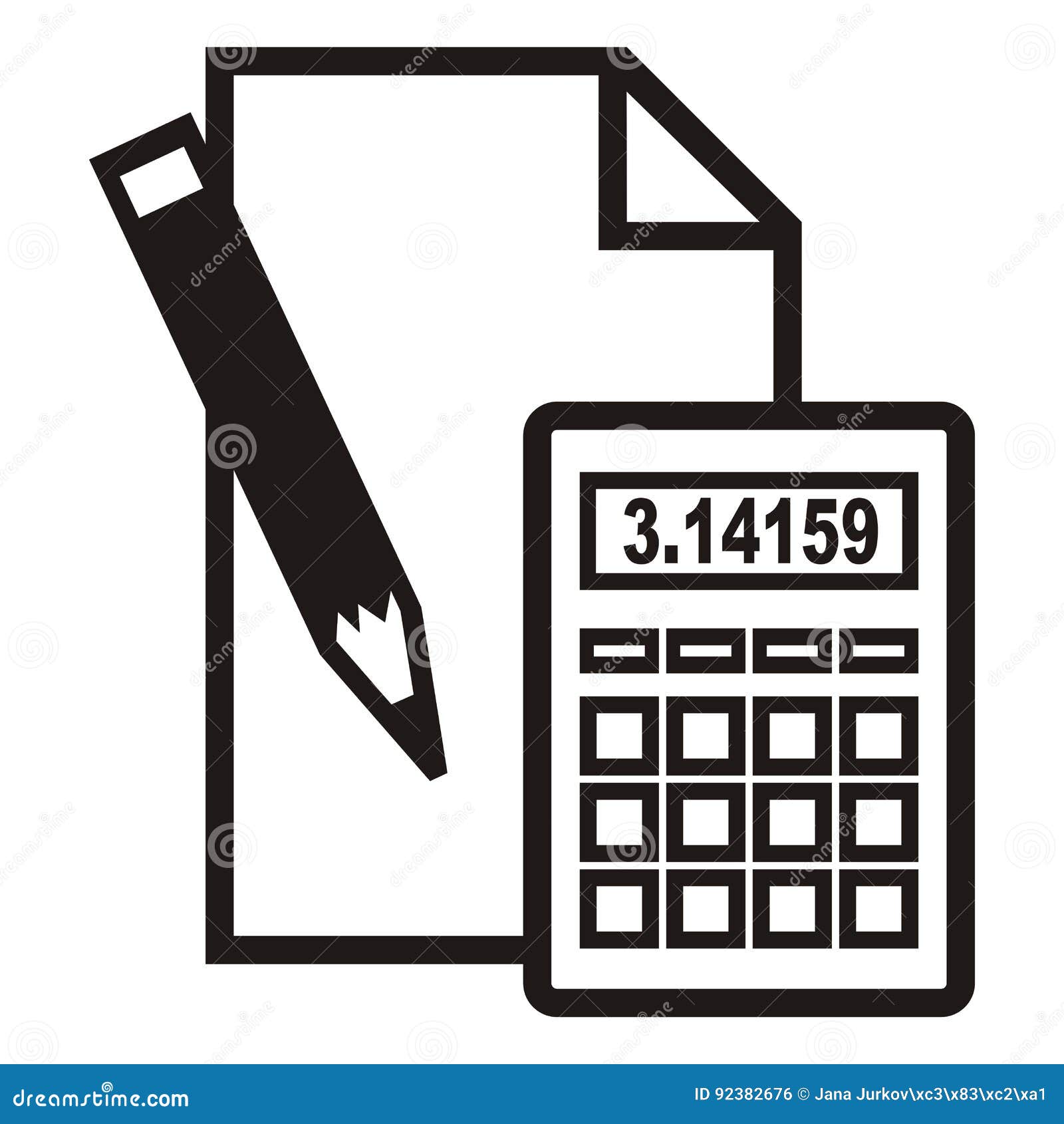 Calculator and pen stock vector. Illustration of office - 92382676