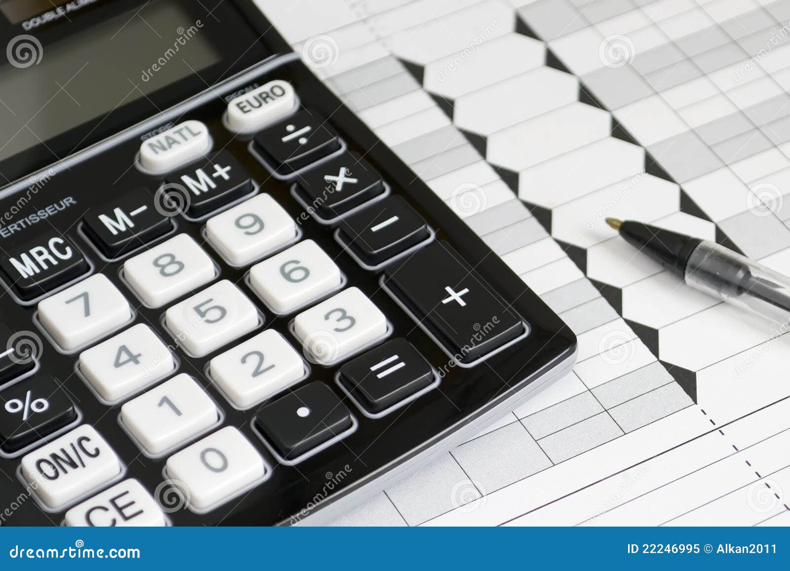 Calculator and Pen on Paper Stock Image - Image of euro, plastic: 22246995