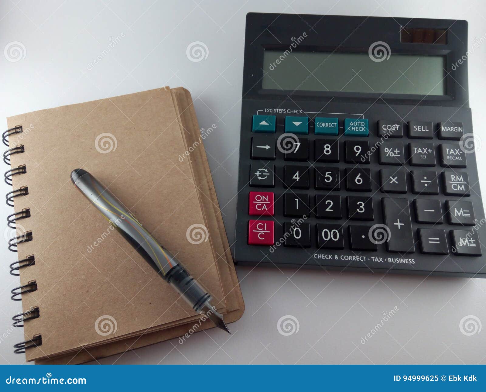 Calculator and Pen on Paper Notepad Stock Image - Image of empty, book ...