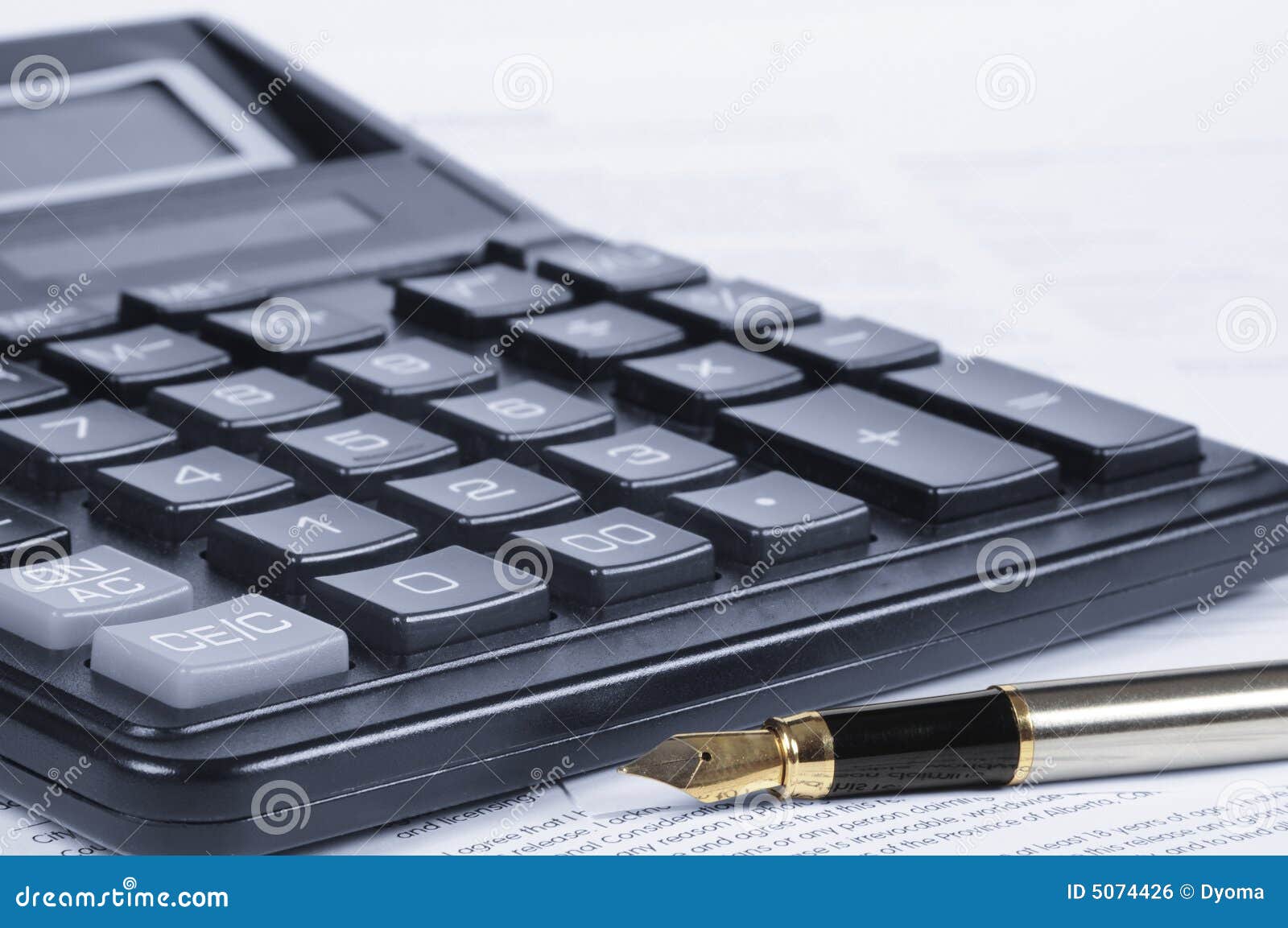 Calculator, pen, papers stock photo. Image of sale, data - 5074426