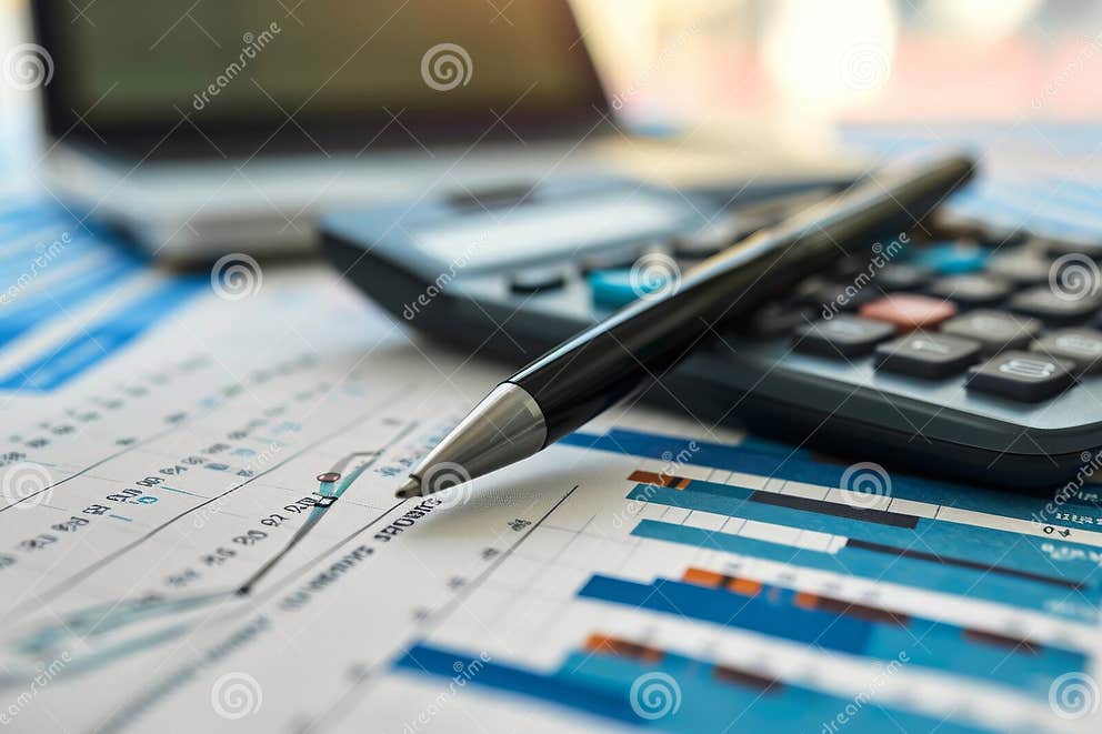 A Calculator and Pen are Placed on Top of a Sheet of Paper, Creating a ...