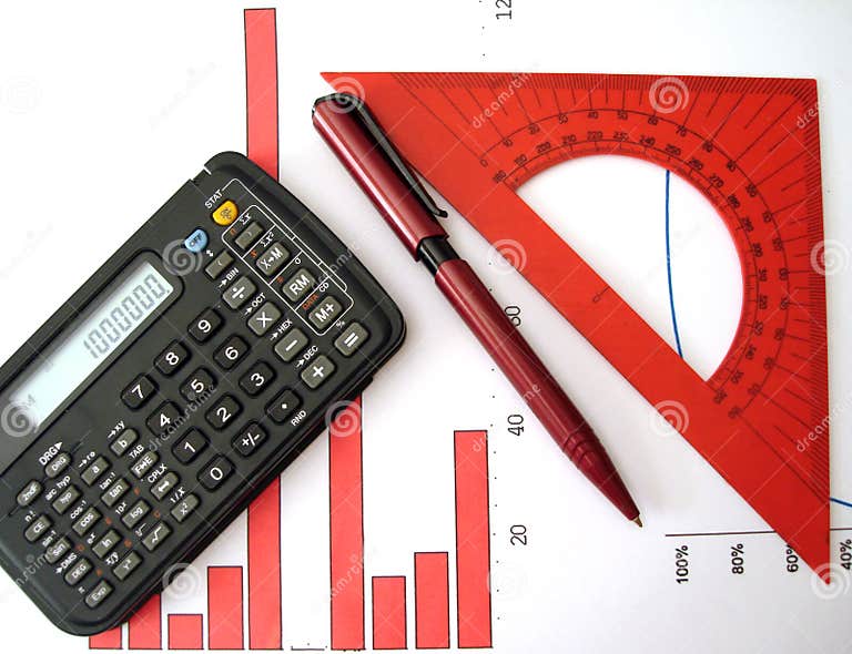 Calculator, pen, ruler stock image. Image of benefit, business - 2580347