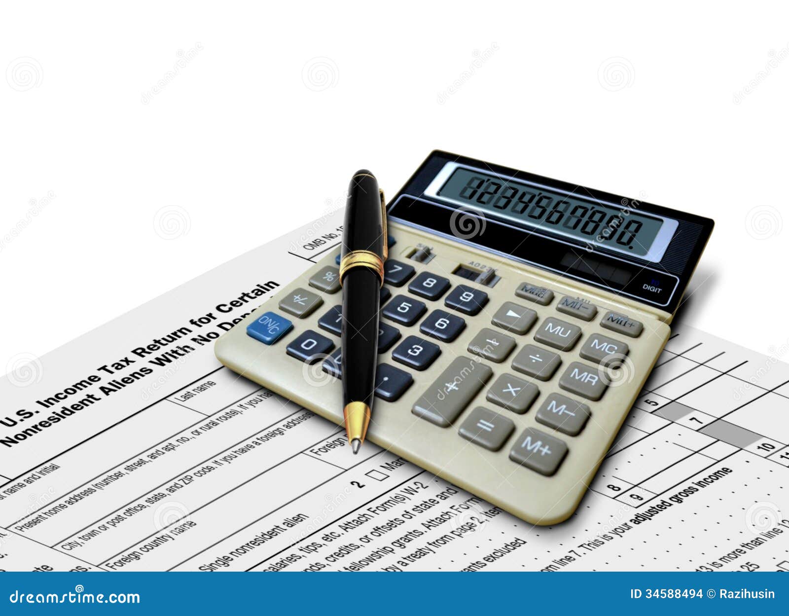 Calculator and Pen on Tax Form Stock Photo - Image of form, calculator ...