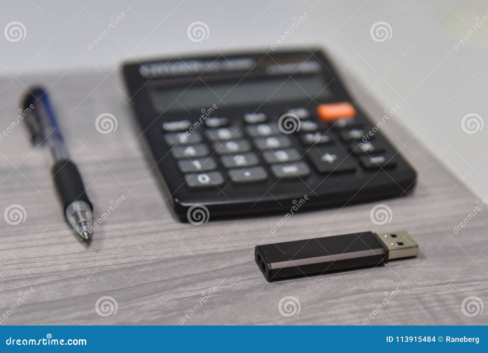 Calculator, Pen and Usb Stick in the Office Stock Photo - Image of ...