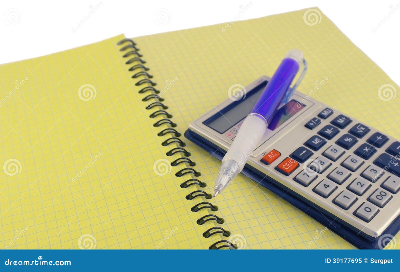 Calculator and Pen on the Writing-book Stock Image - Image of lines ...