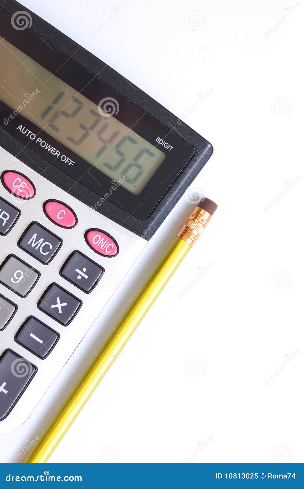 Calculator and pencil stock image. Image of white, trace - 10813025