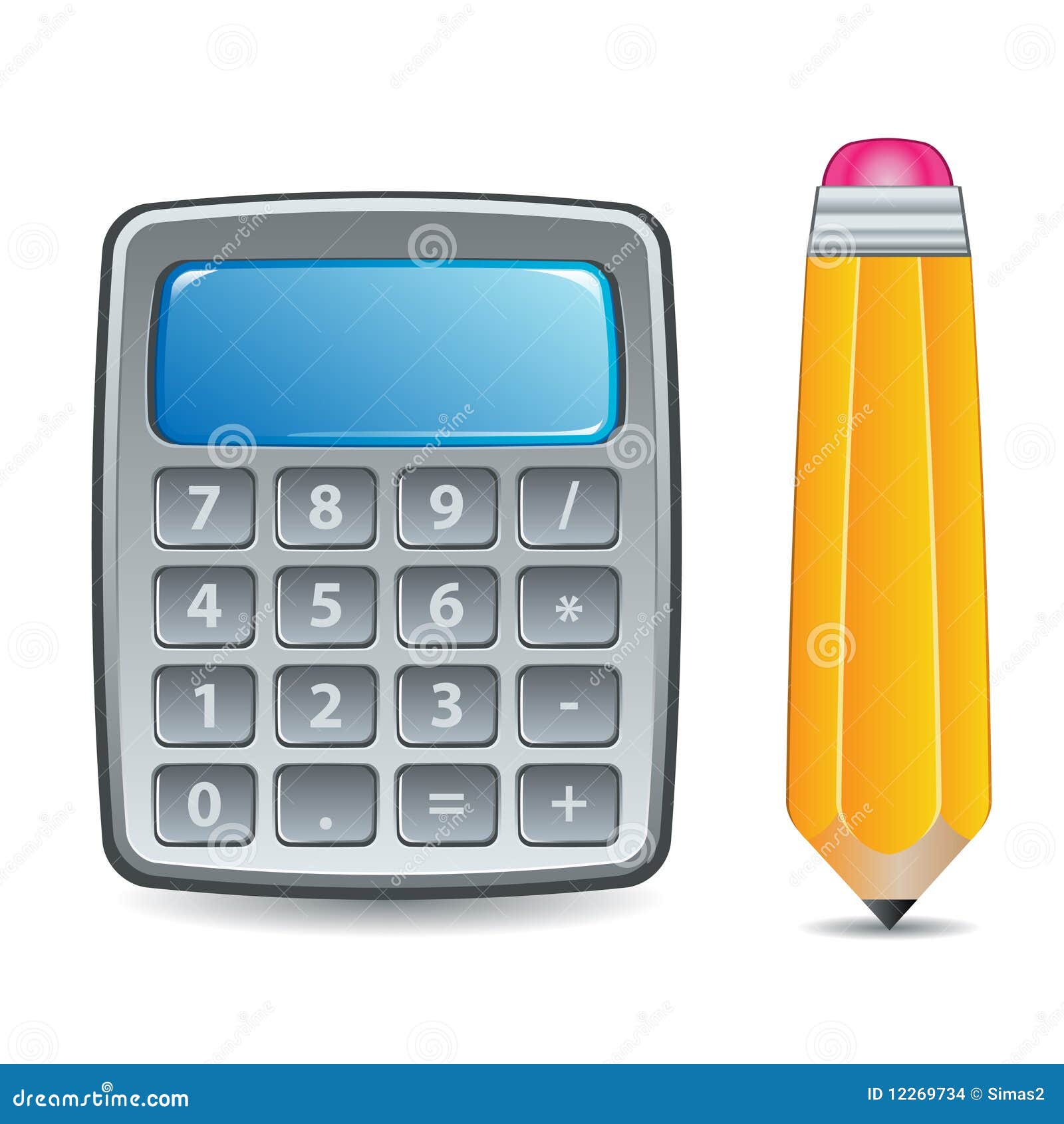 Calculator and Pencil stock vector. Illustration of subtraction - 12269734