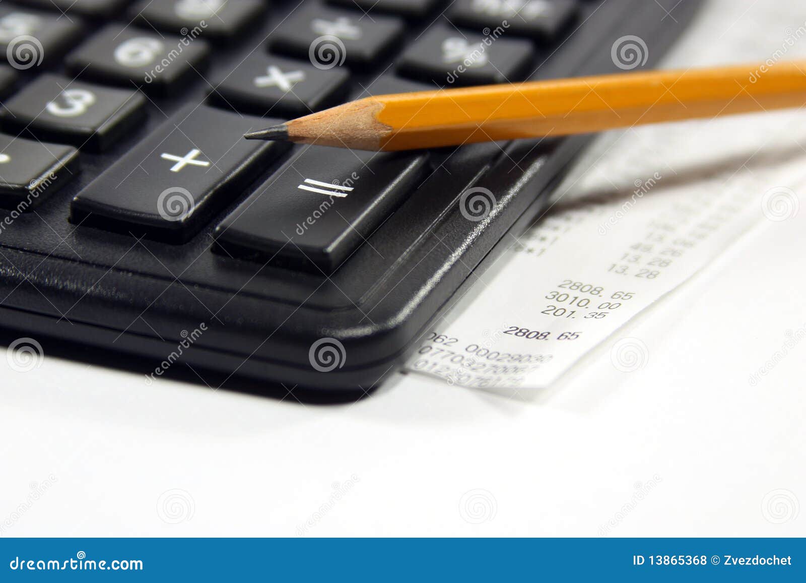 Calculator and pencil stock photo. Image of instrument - 13865368
