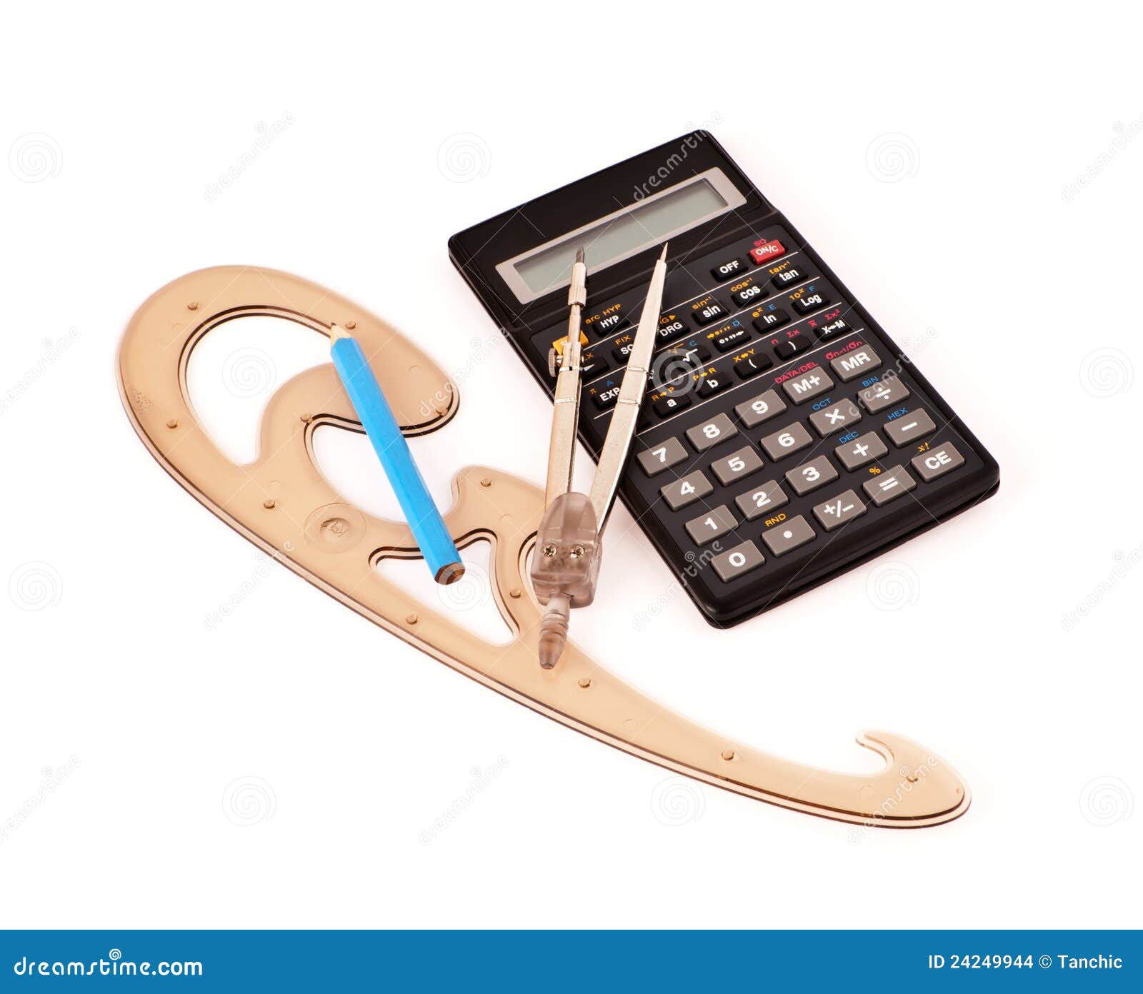 Calculator,pencil, Line and Compasses Stock Photo - Image of measuring ...