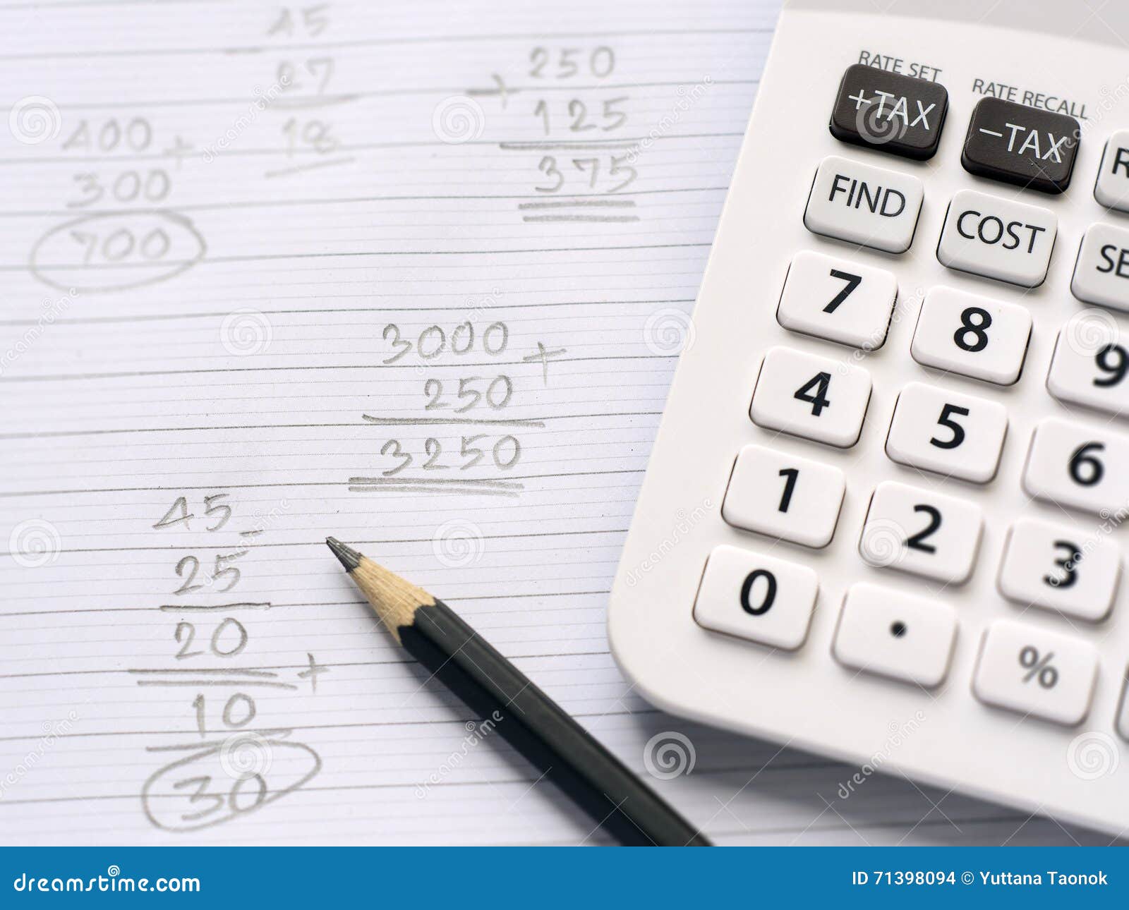 Calculator and Pencil on Note Paper with Calculation Concept - Select ...