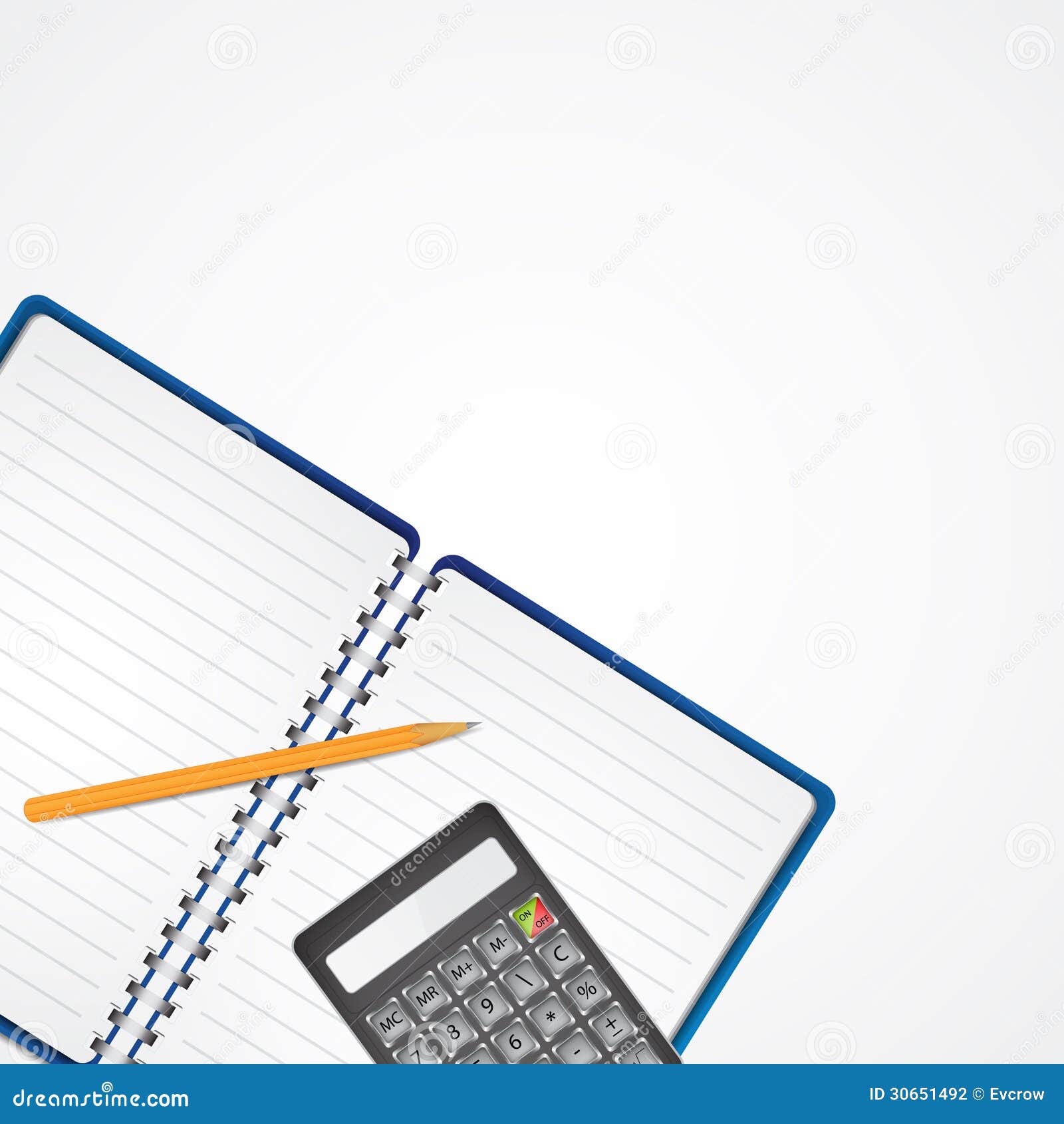 Calculator With Pencil On Paper Stock Vector - Image: 30651492