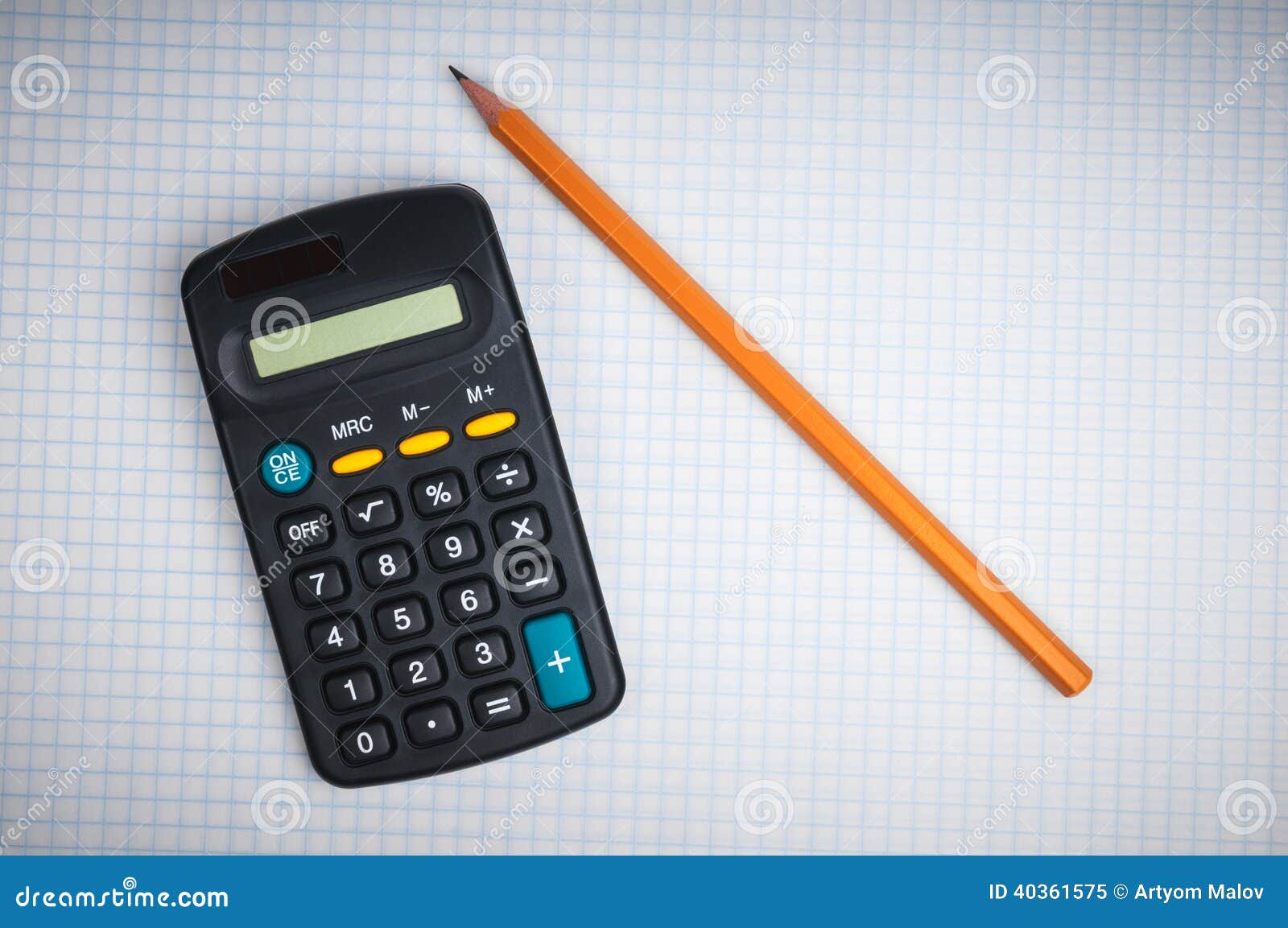 Calculator and Pencil on the Sheet of Paper Stock Image - Image of ...