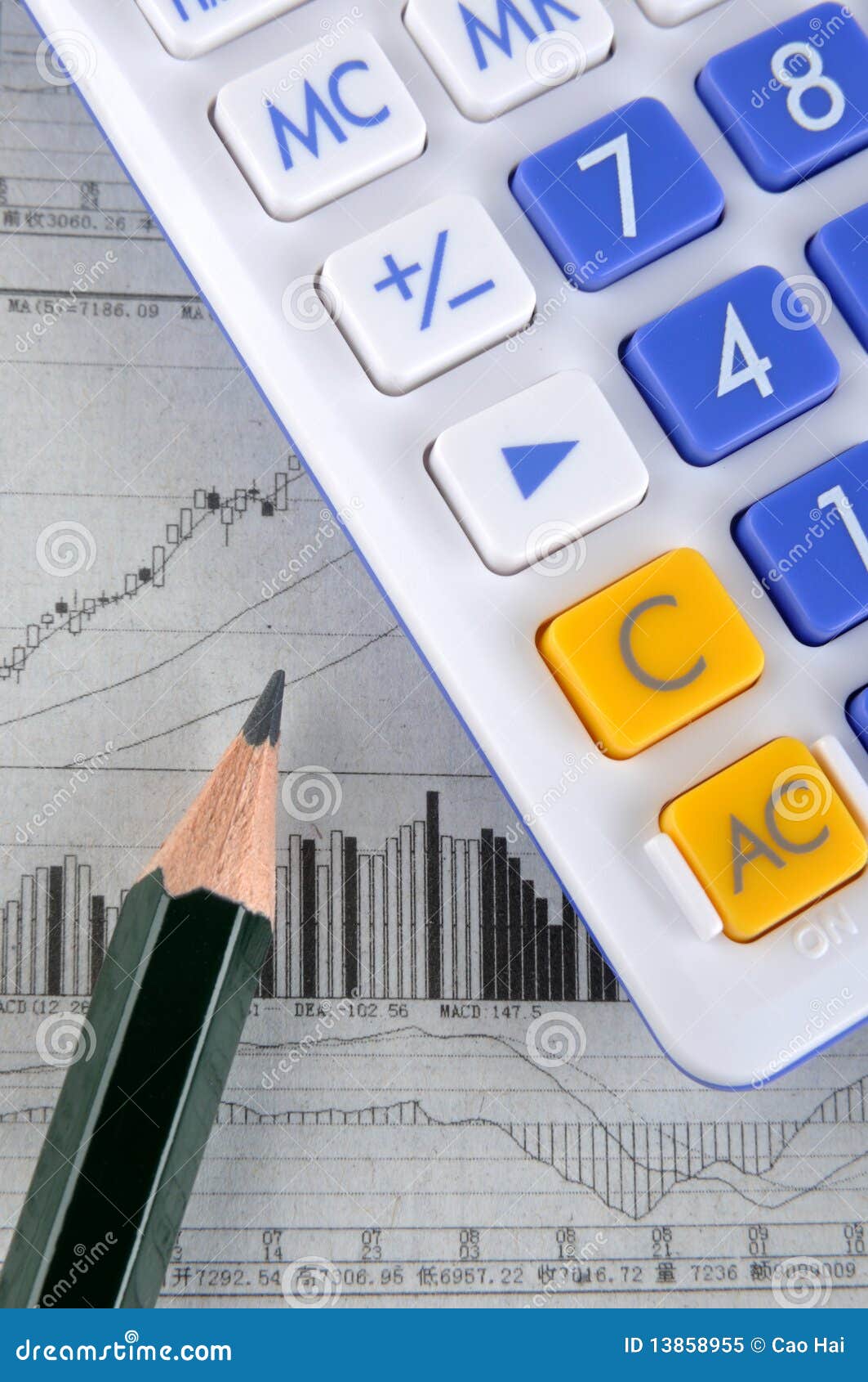Calculator, Pencil and Stock Chart Stock Image - Image of still ...