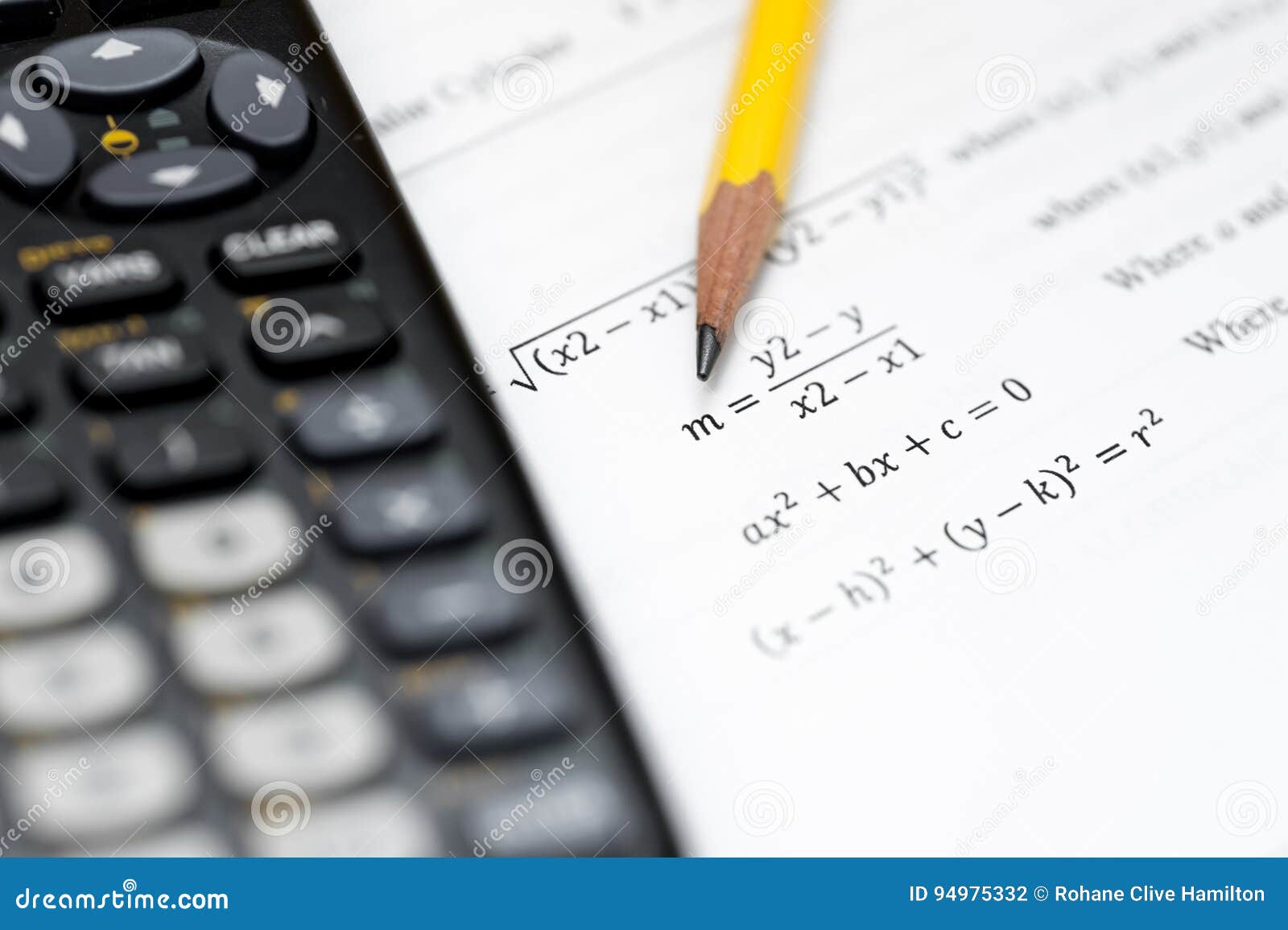 Calculator and Pencil on a White Background Stock Photo - Image of ...