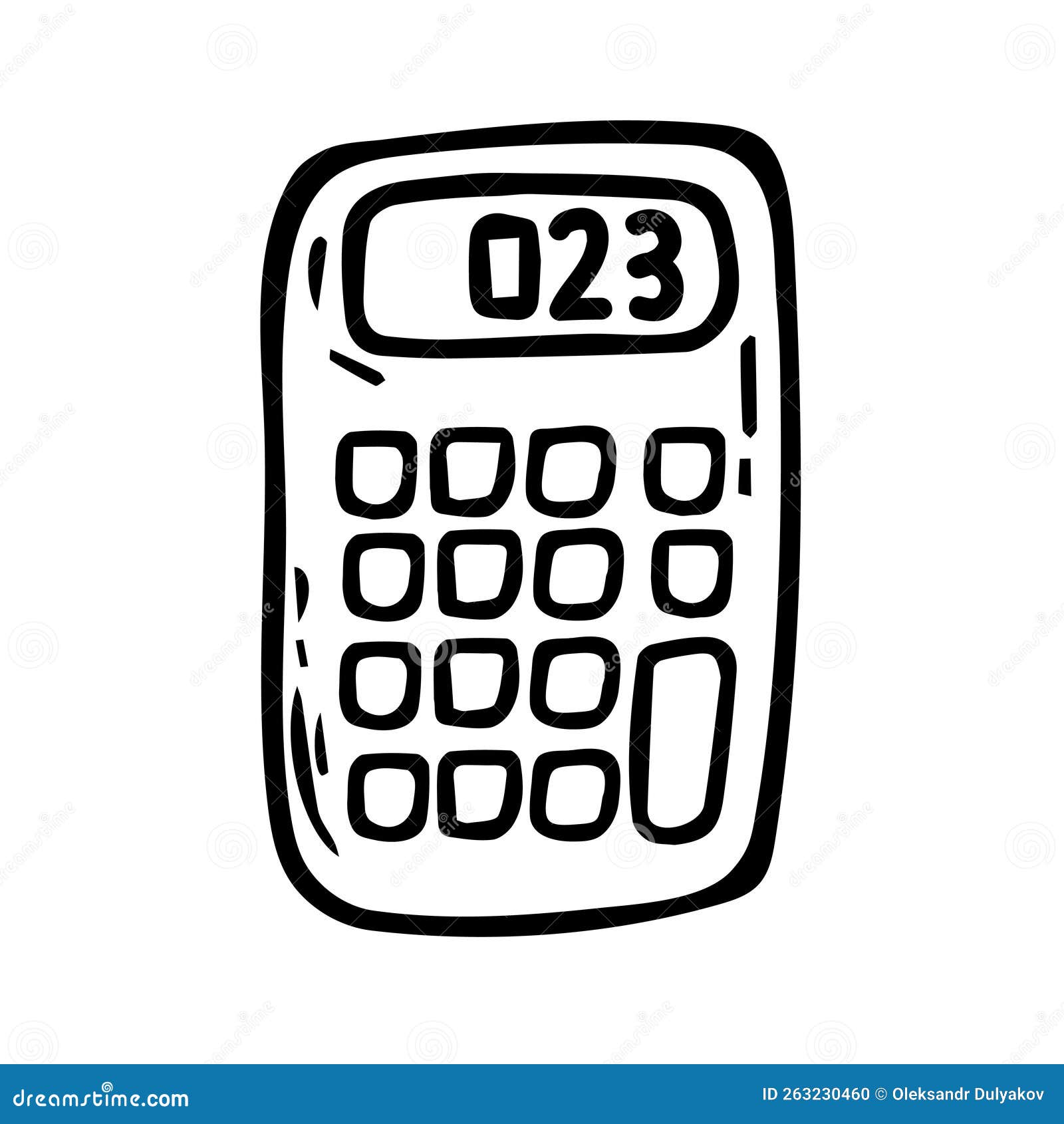 Calculator Percent Doodle Black White Isolated Hand Drawing Stock ...