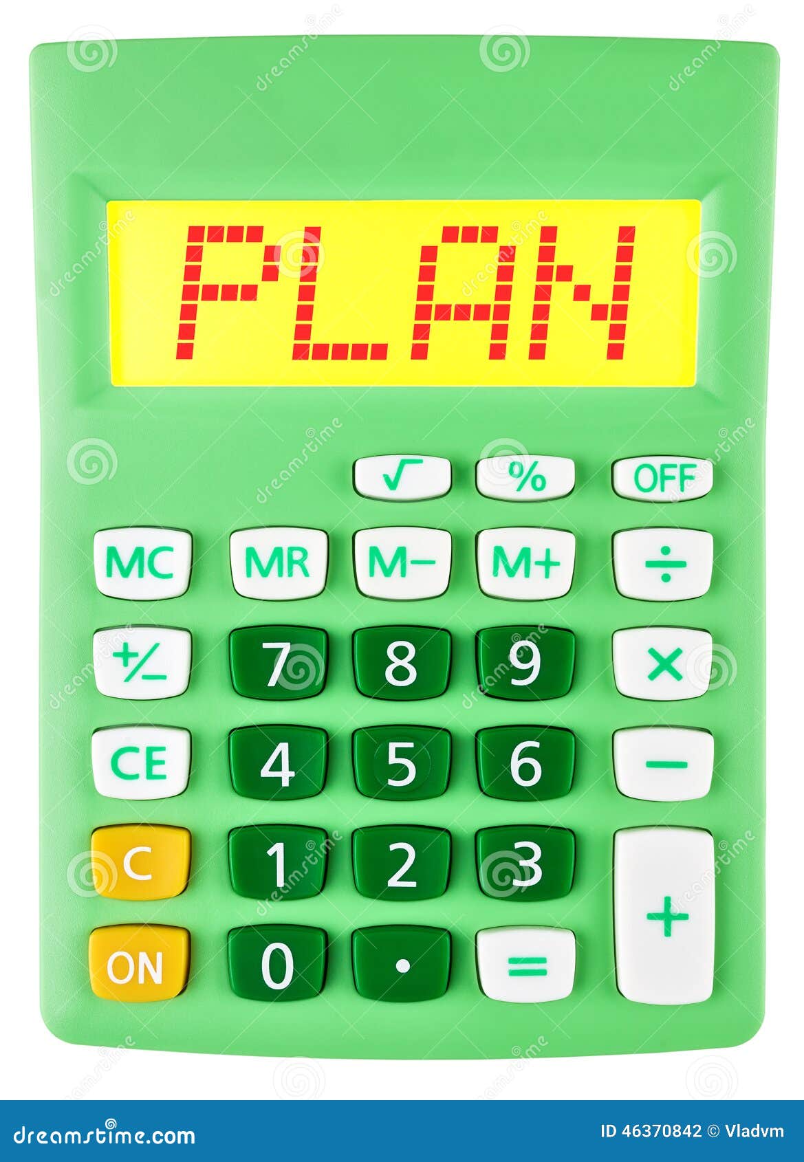 Calculator with PLAN on Display Isolated Stock Photo - Image of audit ...