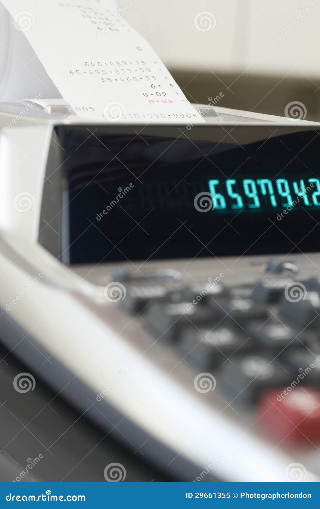 Calculator Printing Out Expenditure Receipt Stock Image - Image of ...