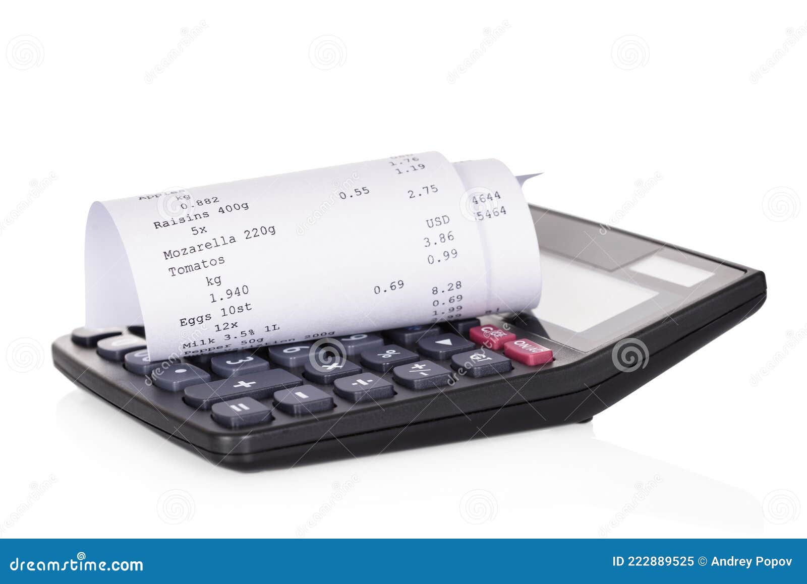 Calculator and Receipt stock image. Image of currency - 222889525
