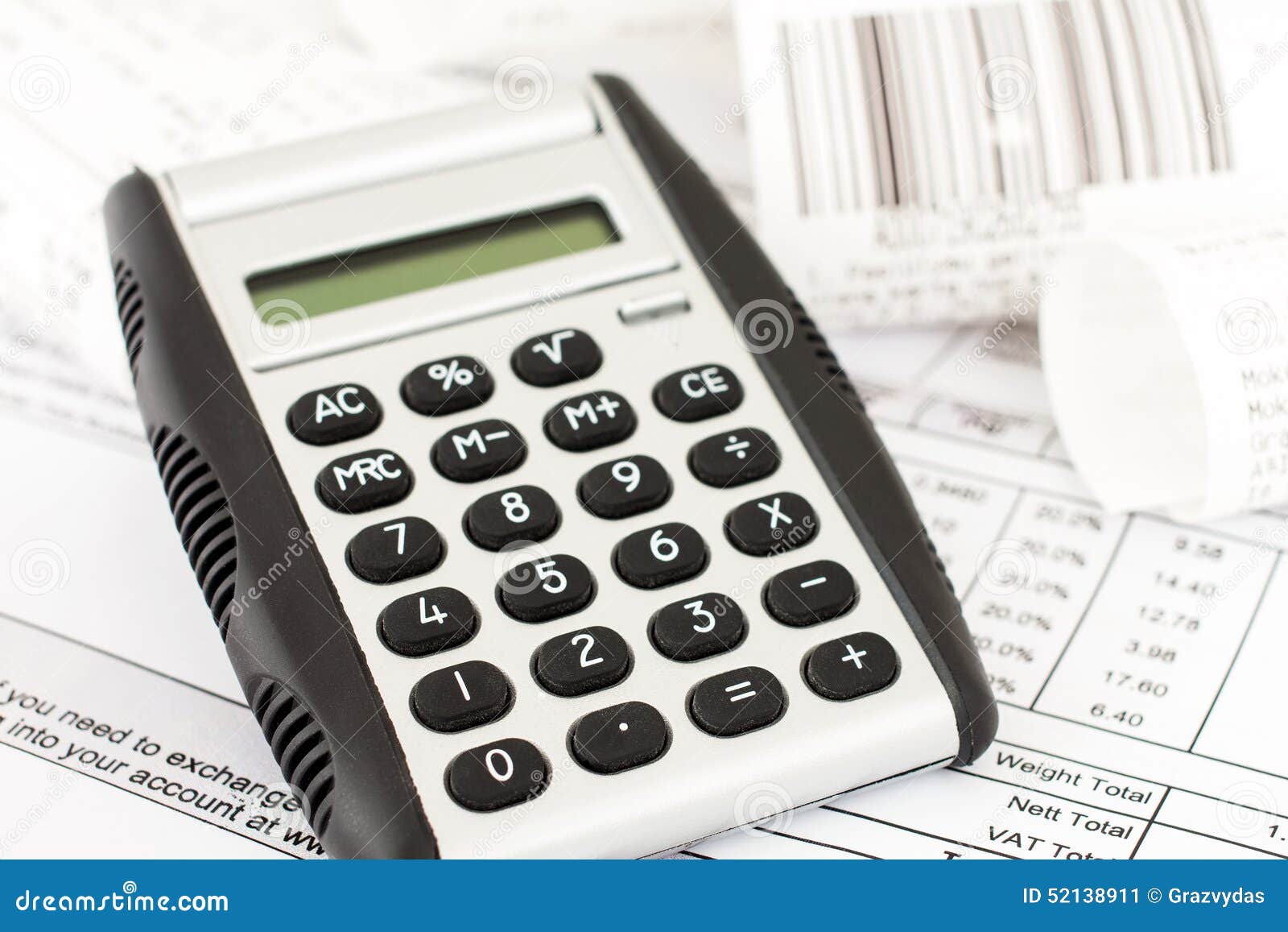 Calculator and receipts stock image. Image of receipts - 52138911