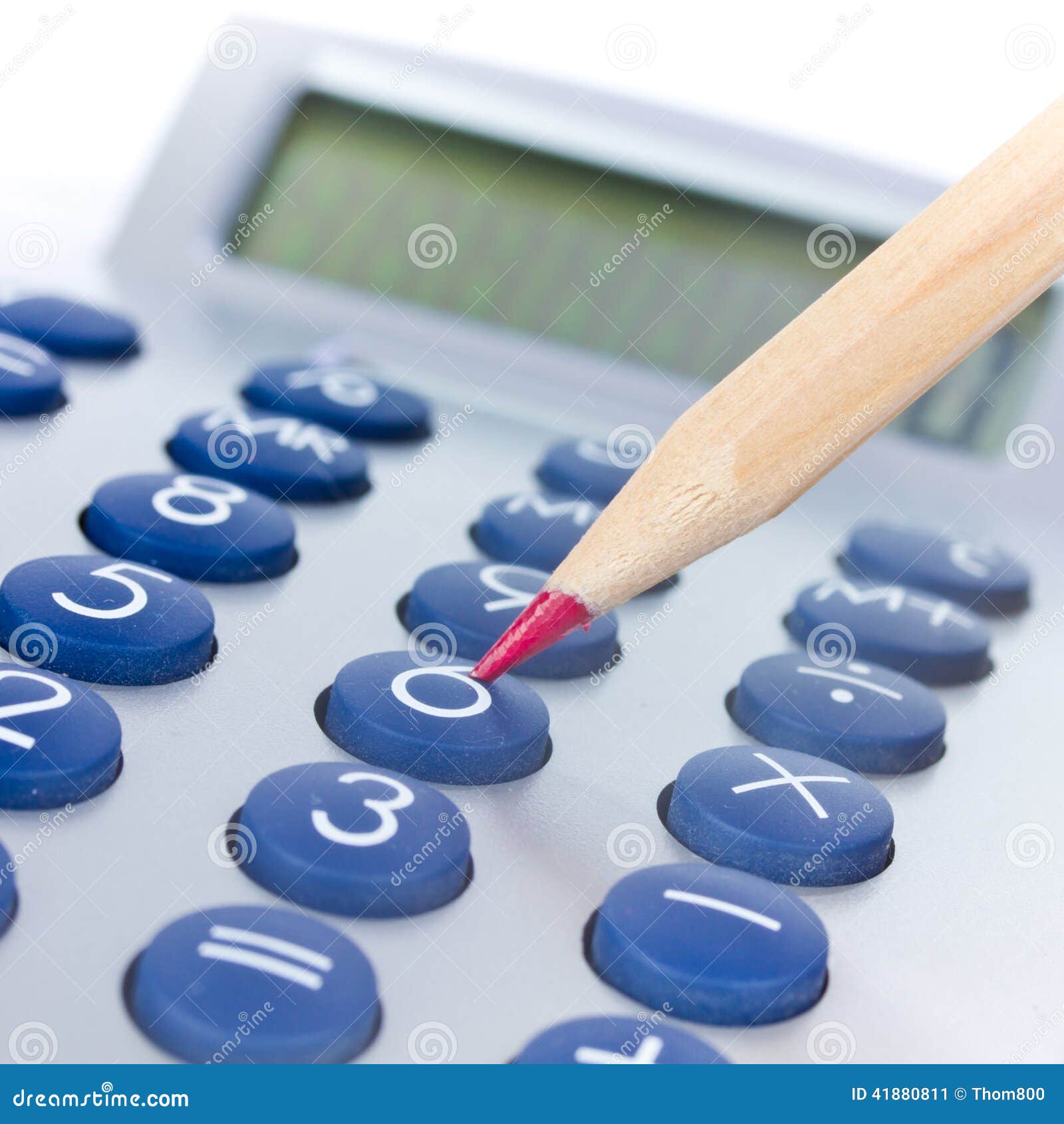 Calculator and red pen stock image. Image of business - 41880811