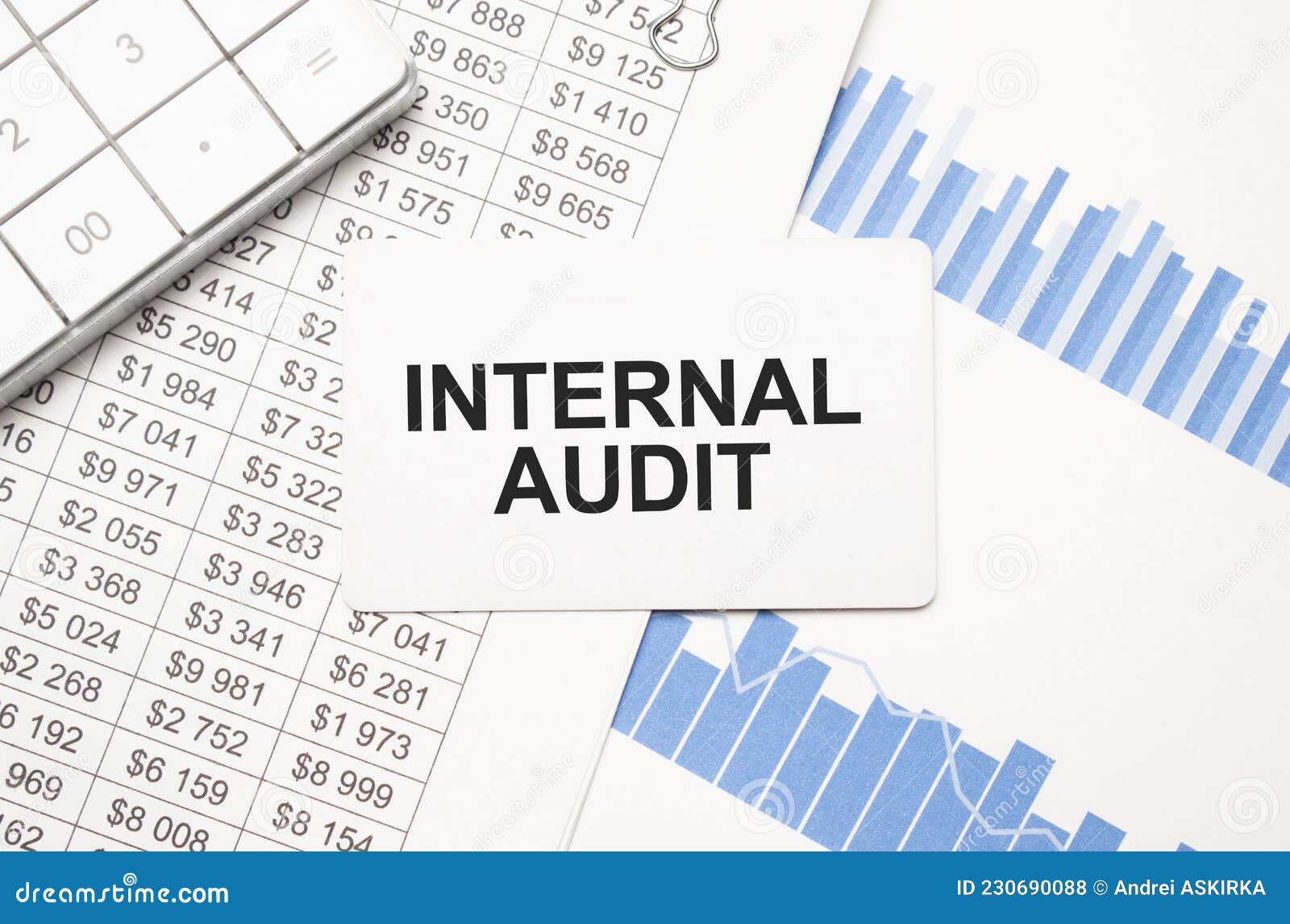 Calculator,reports and Card with Text INTERNAL AUDIT Stock Photo ...