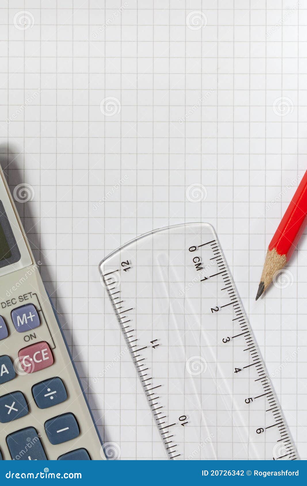 Calculator,Ruler,Pencil stock photo. Image of space, centimetres - 20726342