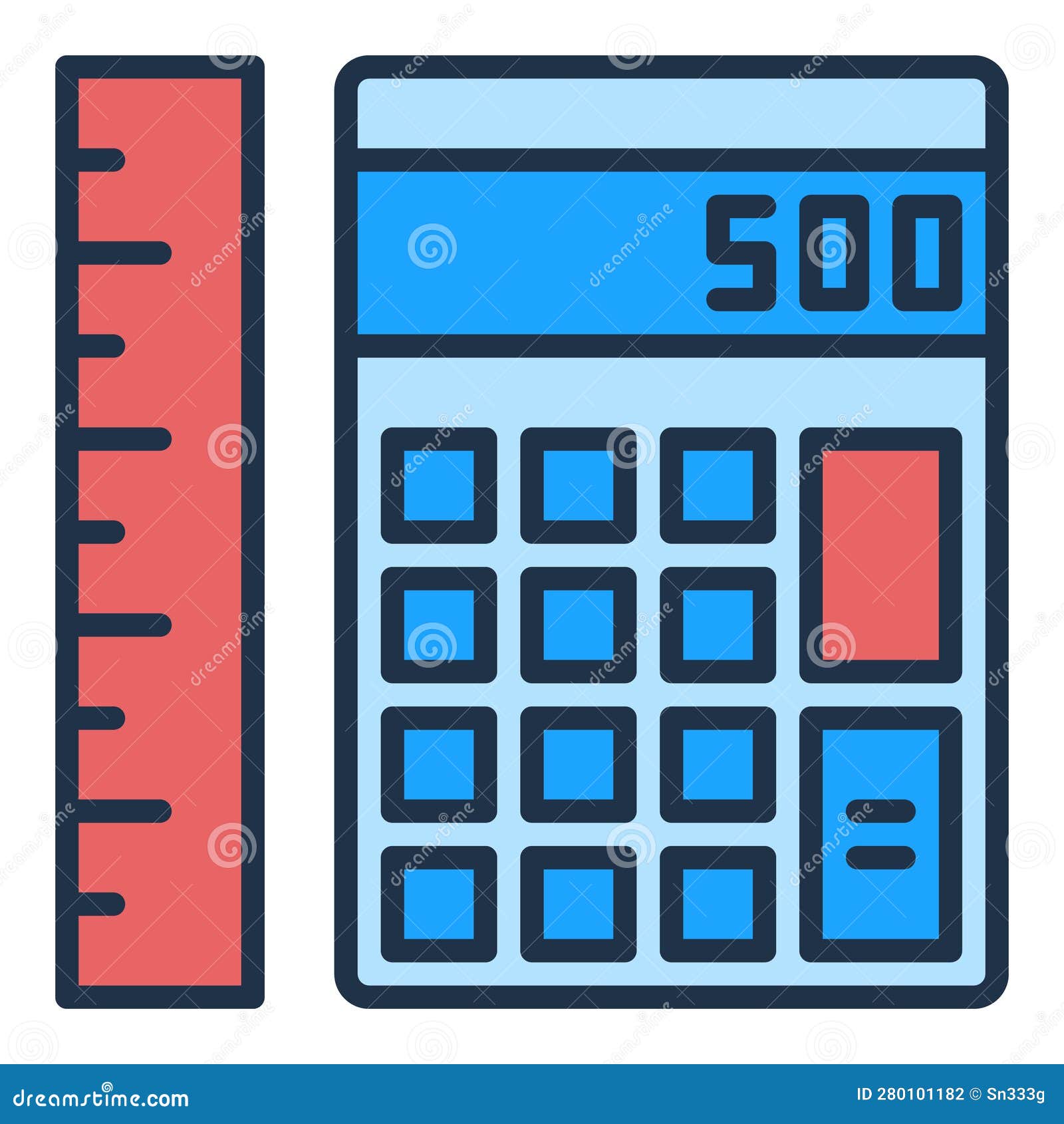 Calculator with Ruler Vector Mathematics Concept Colored Icon or Symbol ...