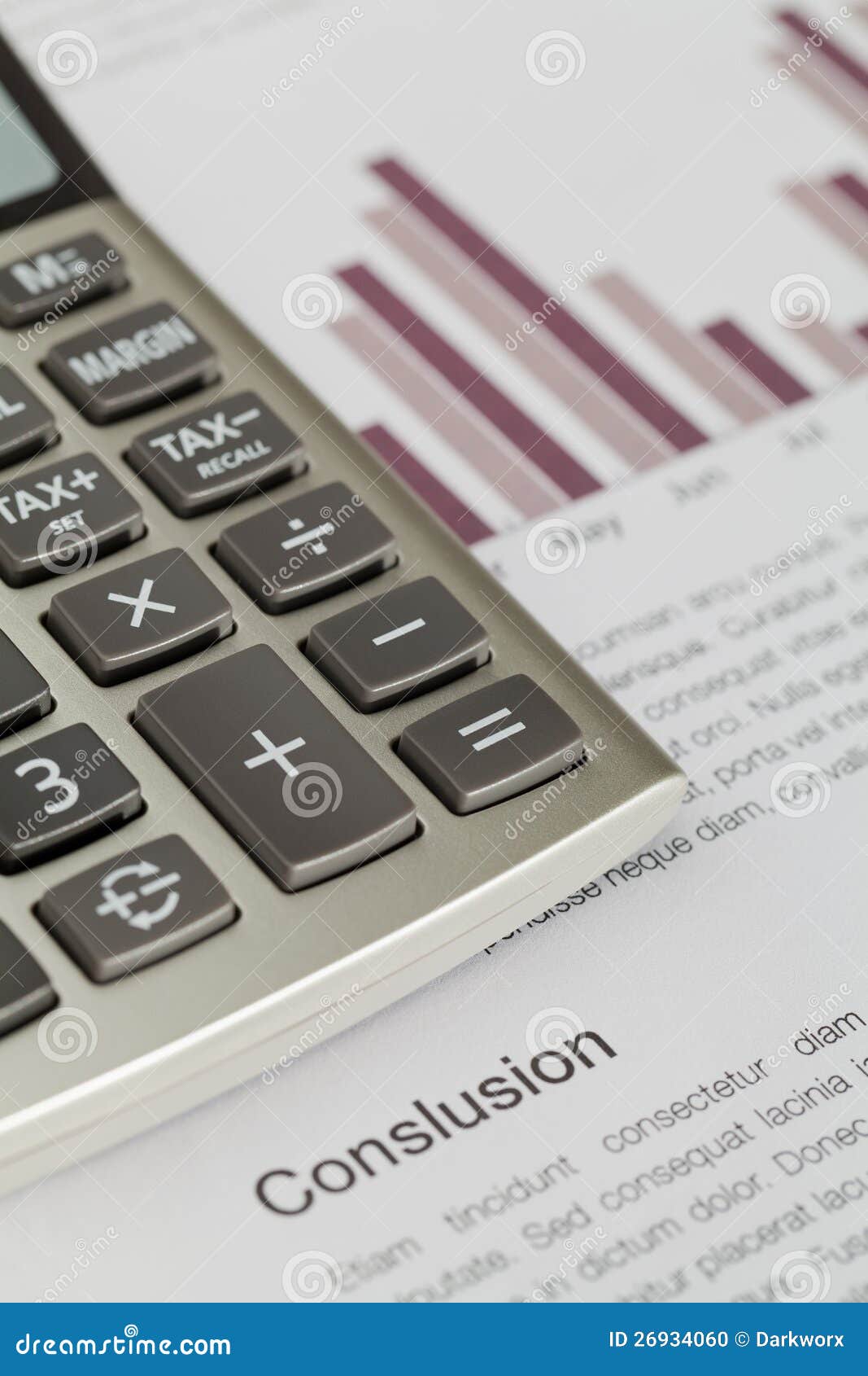 Calculator on Sales Report Chart Stock Photo - Image of progress, data ...